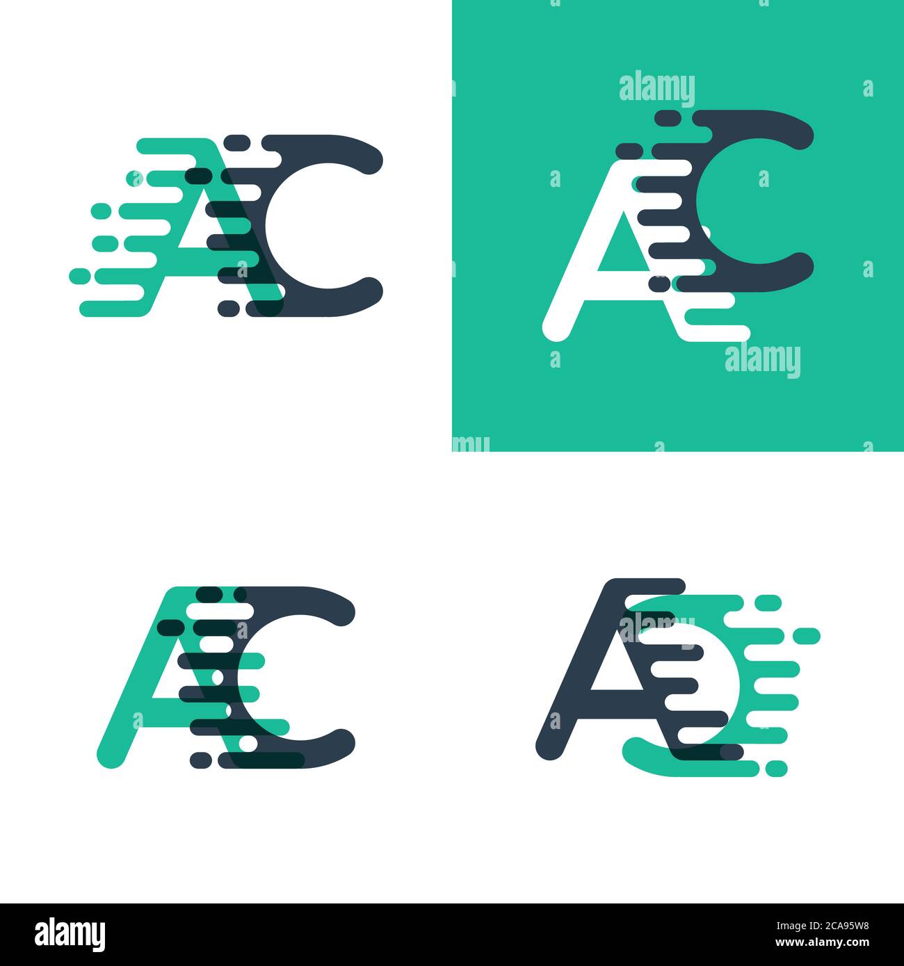 AC letters logo with accent speed in tosca green and dark blue Stock ...