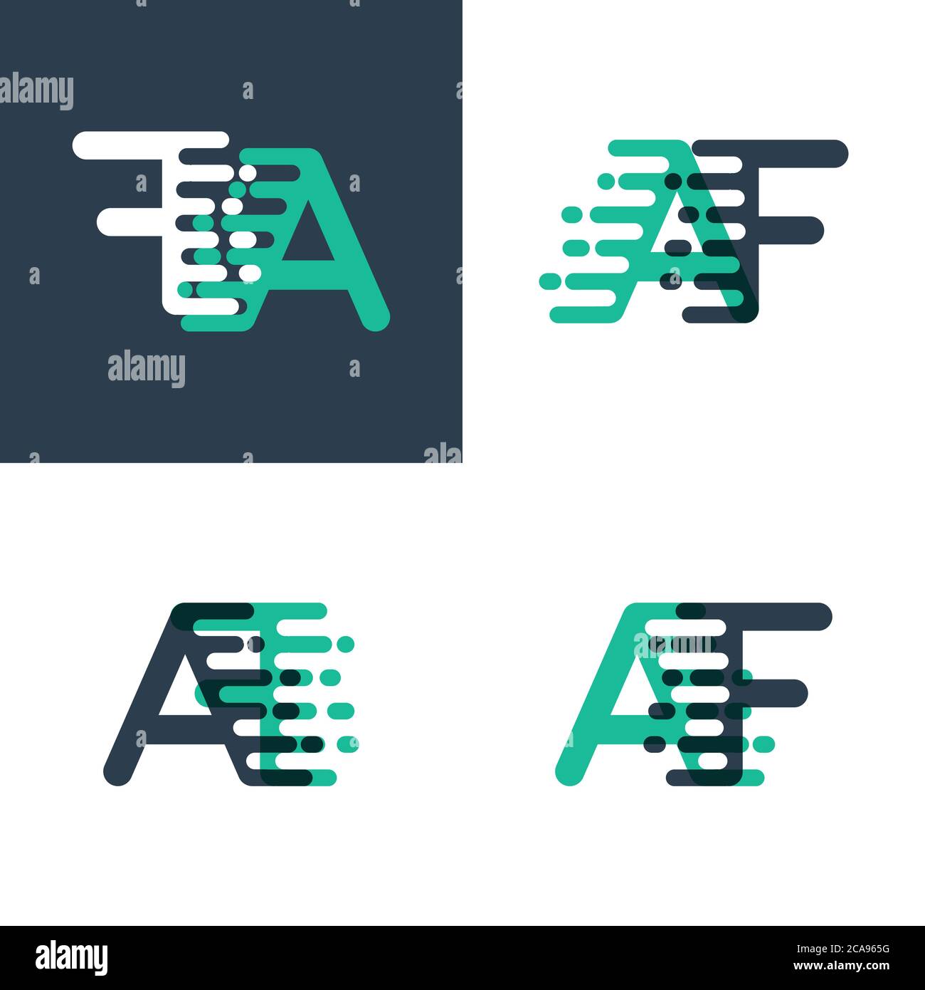 AF letters logo with accent speed in tosca green and dark blue Stock ...
