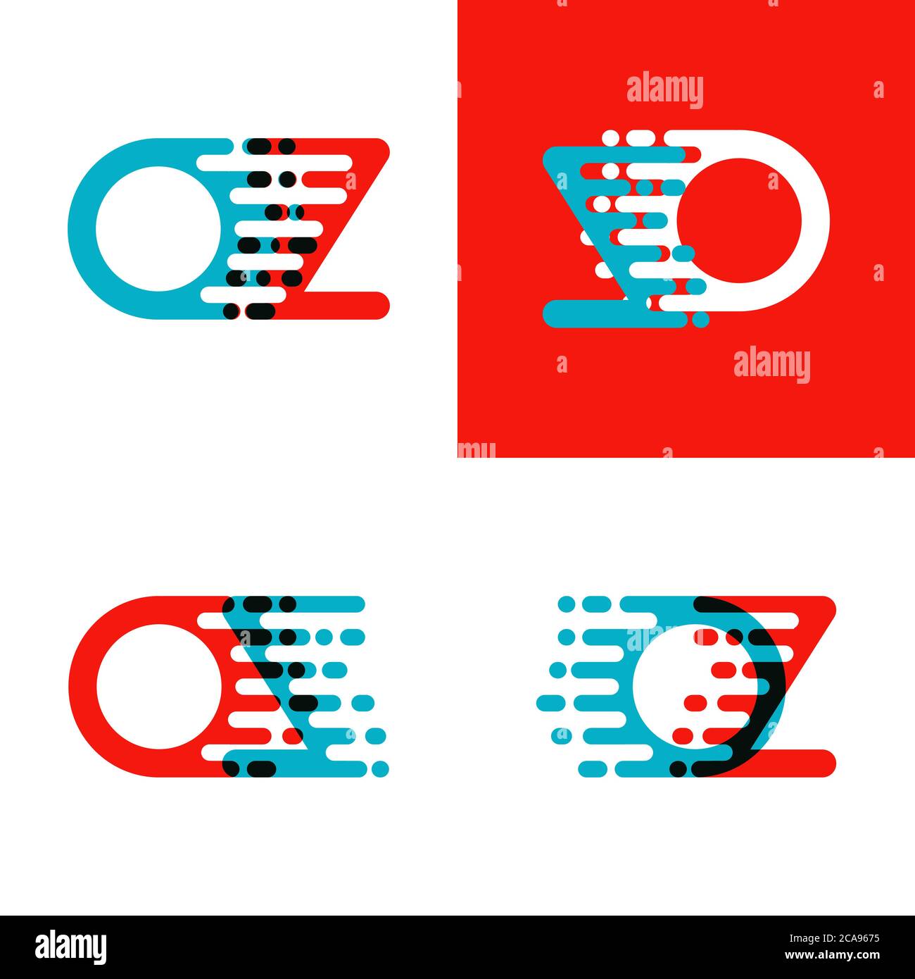 OZ letters logo with accent speed in red and blue Stock Vector Image ...