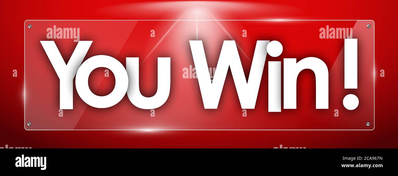 you win word in transparent glass shapes Stock Photo - Alamy