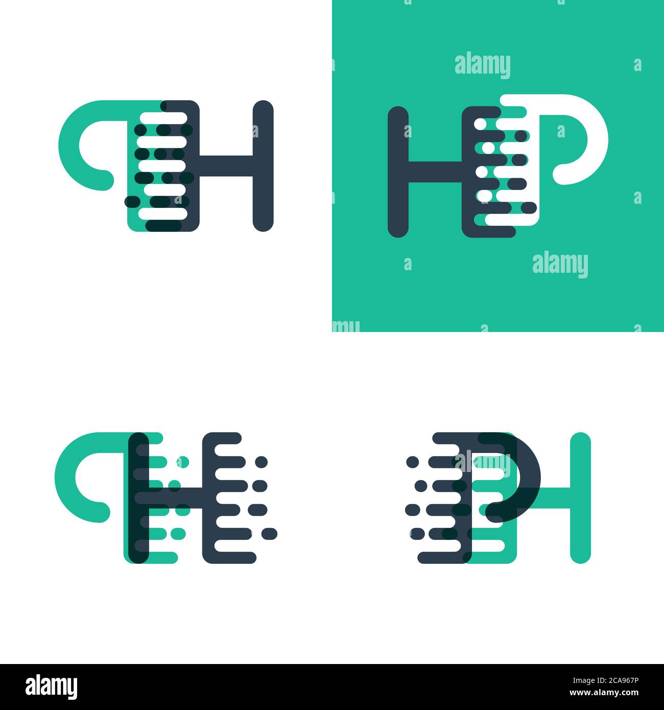 PH letters logo with accent speed in green and dark blue Stock Vector ...