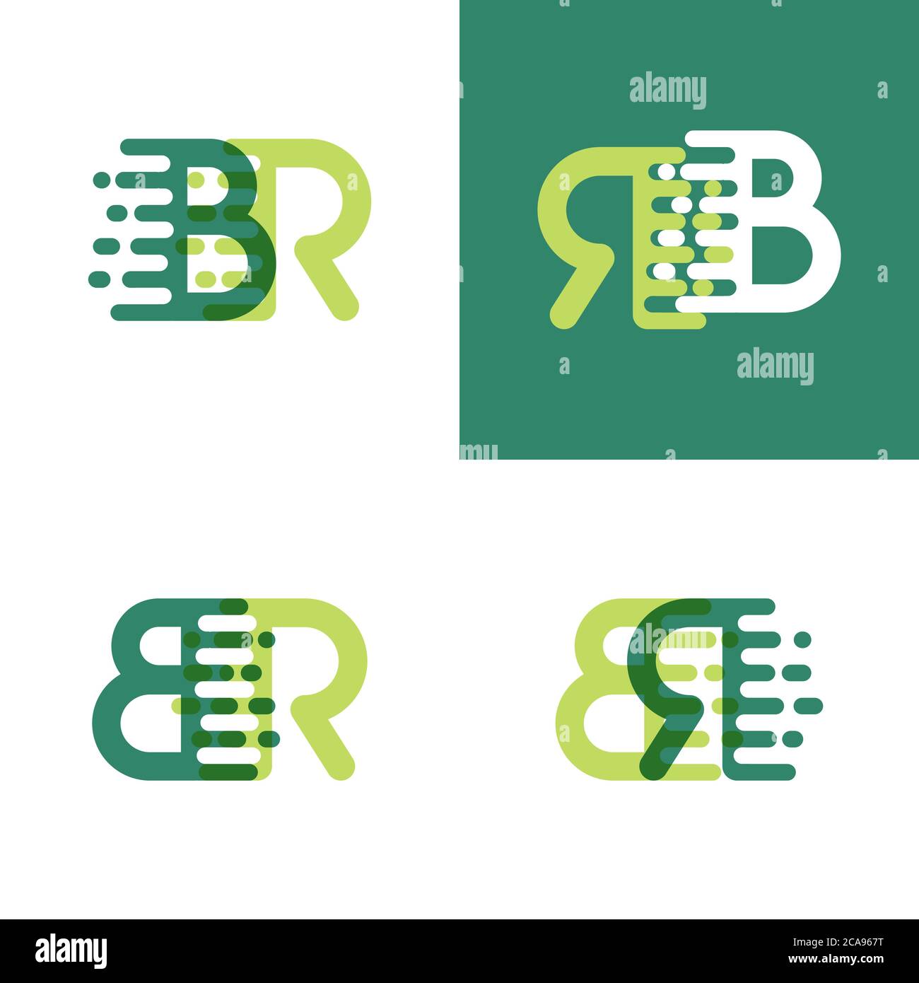 BR letters logo with accent speed in light green and dark green Stock ...