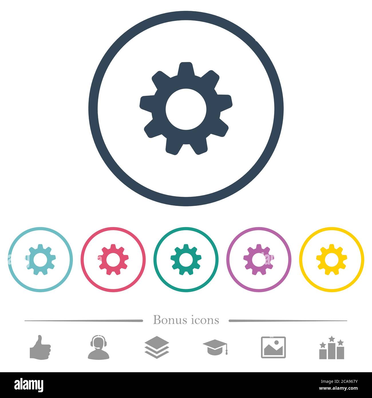 Settings flat color icons in round outlines. 6 bonus icons included Stock Vector Image & Art - Alamy