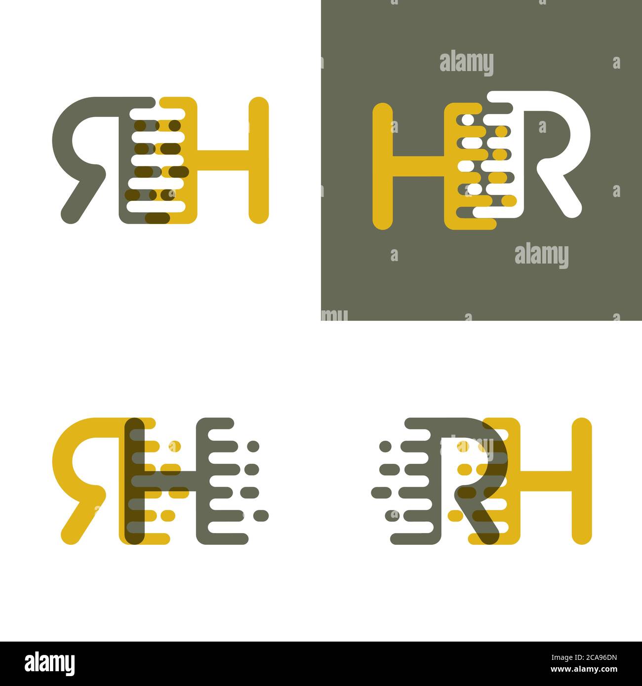 RH letters logo with accent speed in brown and dark yellow Stock Vector ...