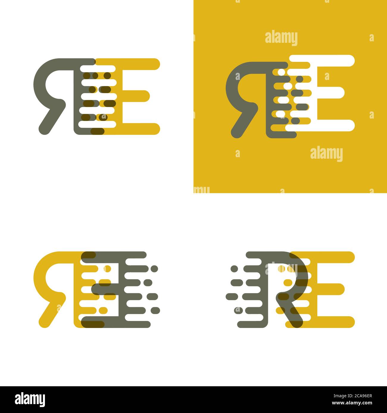 RE letters logo with accent speed in brown and dark yellow Stock Vector ...