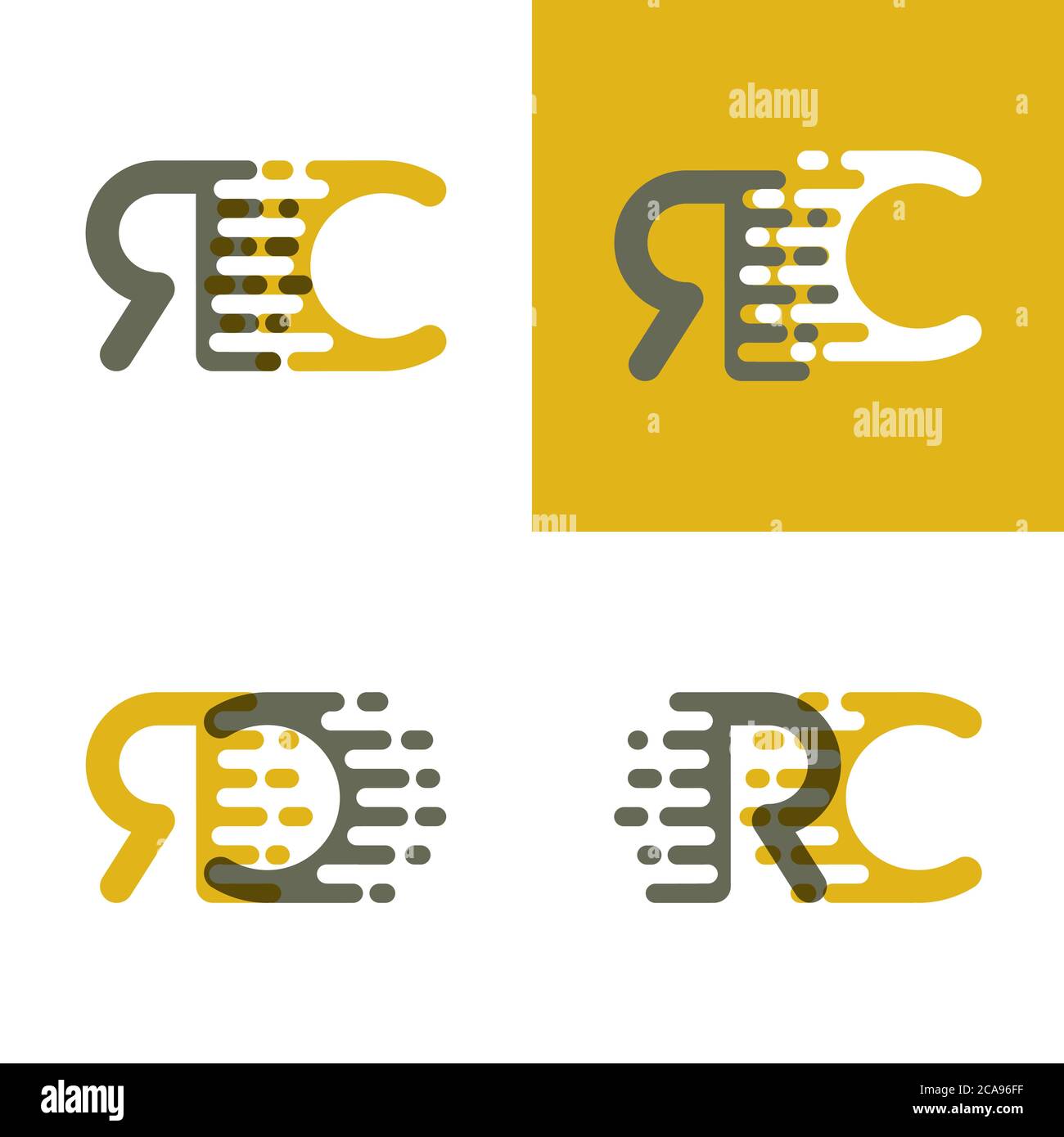 RC letters logo with accent speed in brown and dark yellow Stock Vector ...