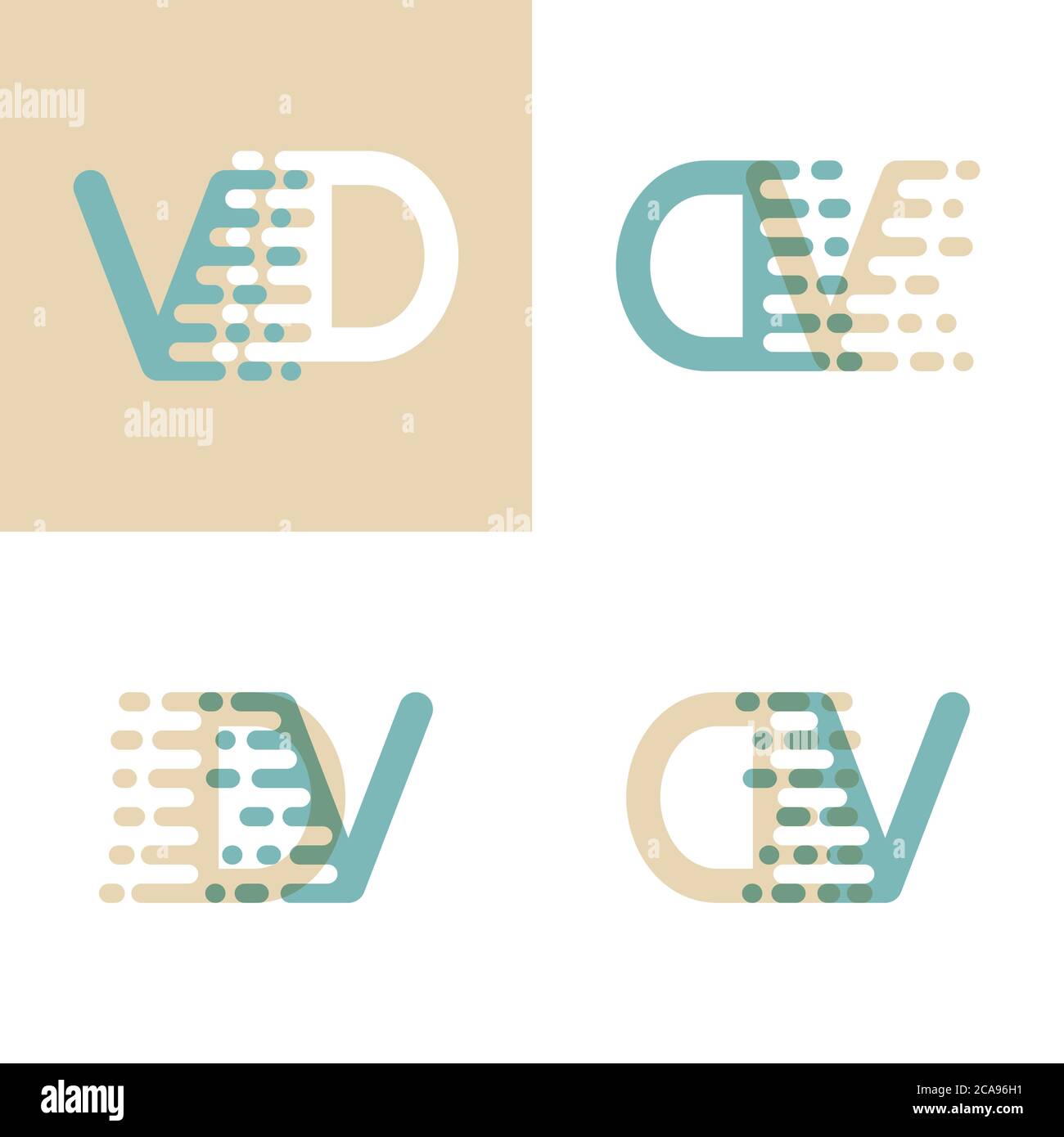 DV letters logo with accent speed in cream and pastel green Stock ...