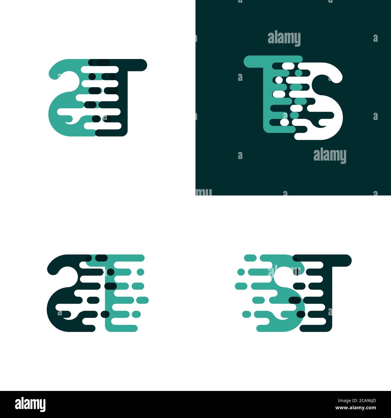 ST letters logo with accent speed in light green and dark green Stock ...