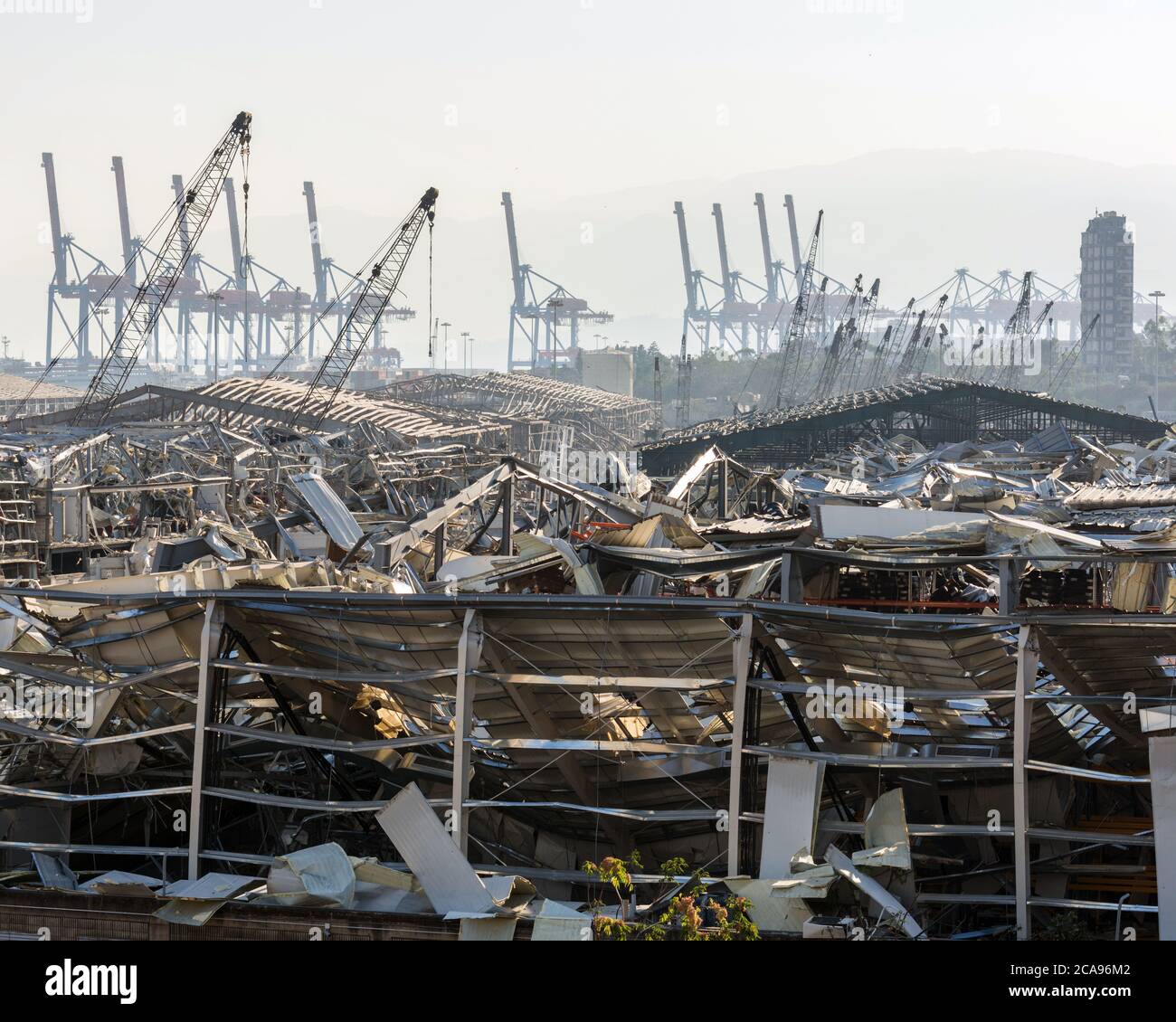 Achrafieh/Beirut, Lebanon, 5th August, 2020. Beirut port completely ...