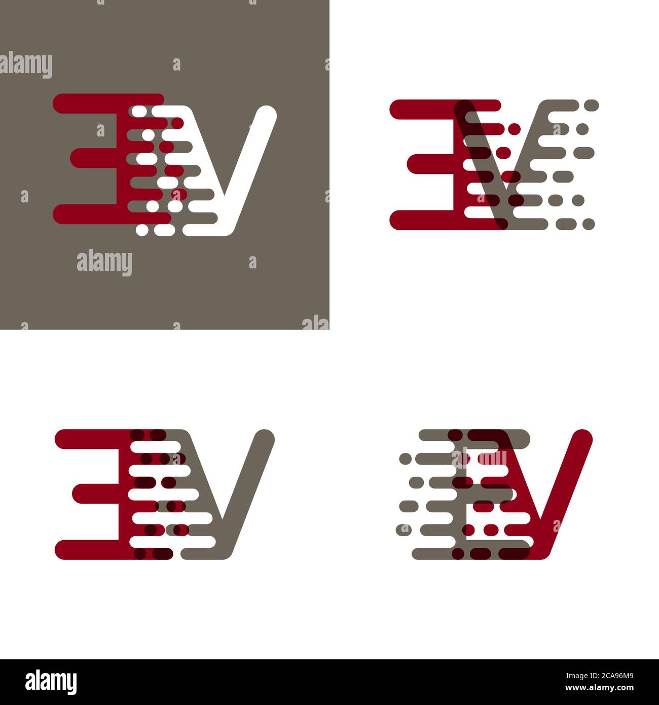 EV letters logo with accent speed in drak red and gray Stock Vector ...
