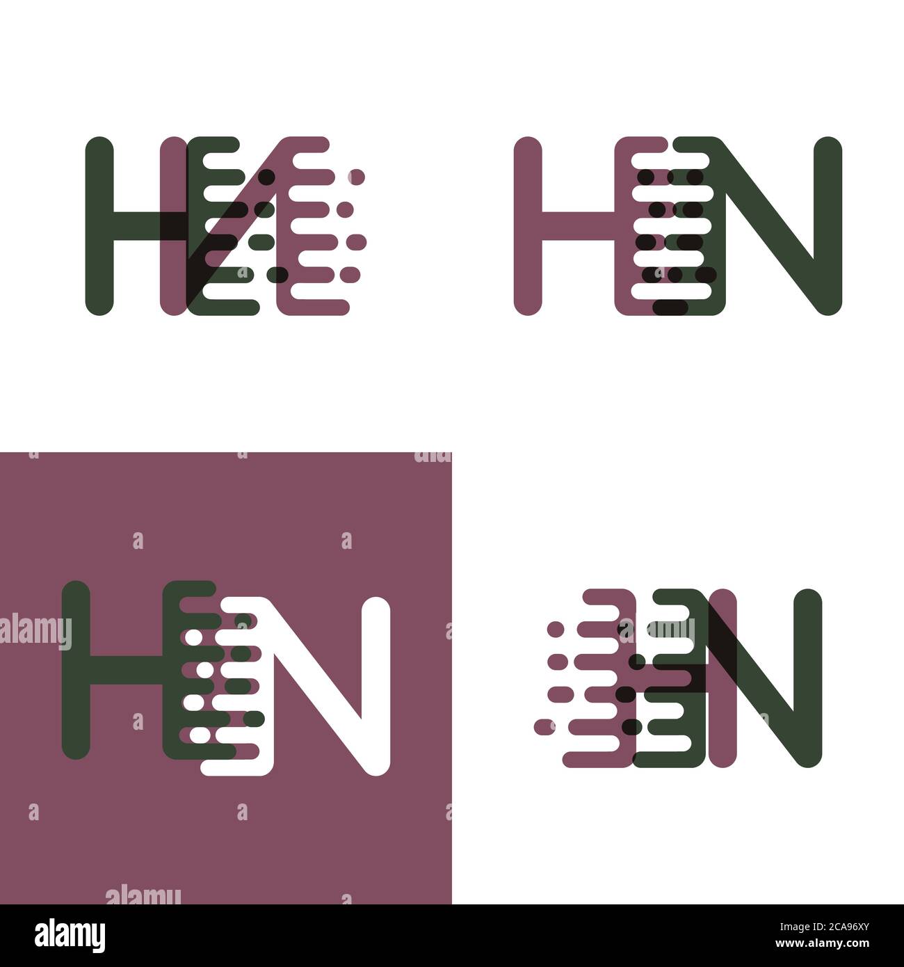 HN letters logo with accent speed in purple and dark green Stock Vector ...