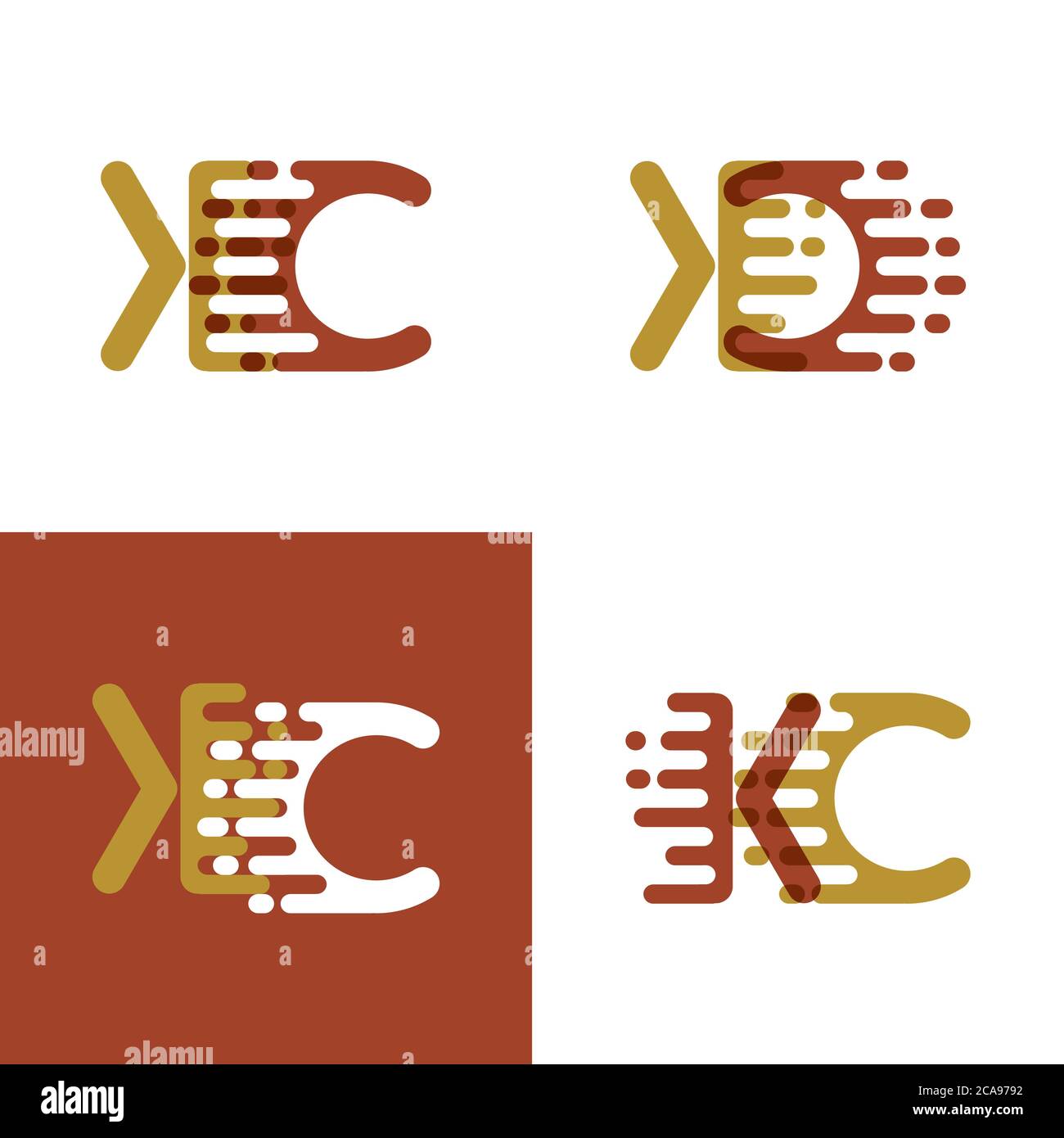 KC letters logo with accent speed in light brown and dark brown Stock ...
