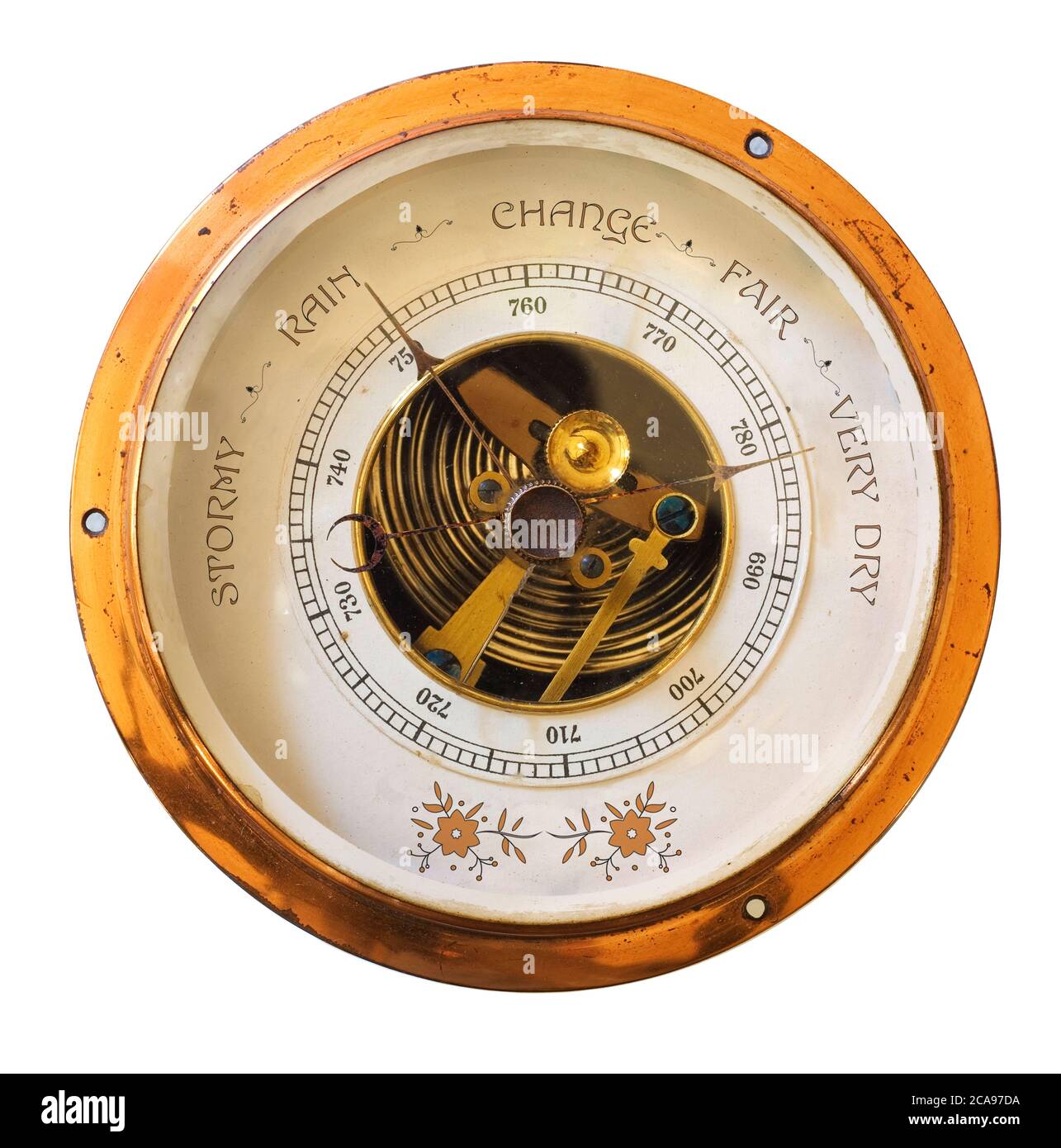 Barometer showing sunny weather and high amtospheric pressure, global ...