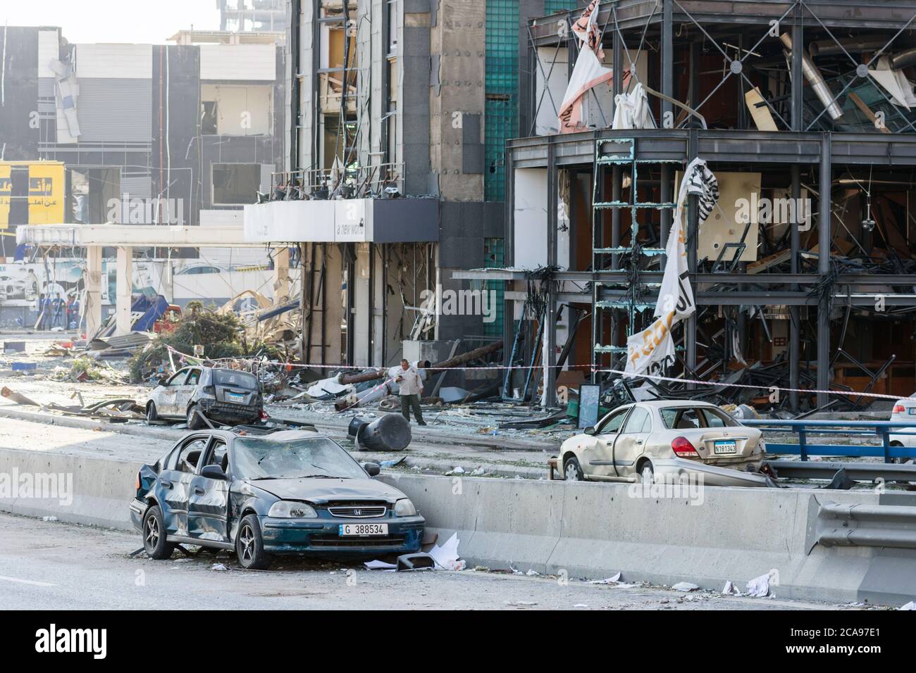 Achrafieh/Beirut, Lebanon, 5th August, 2020. Car destroyed after a ...