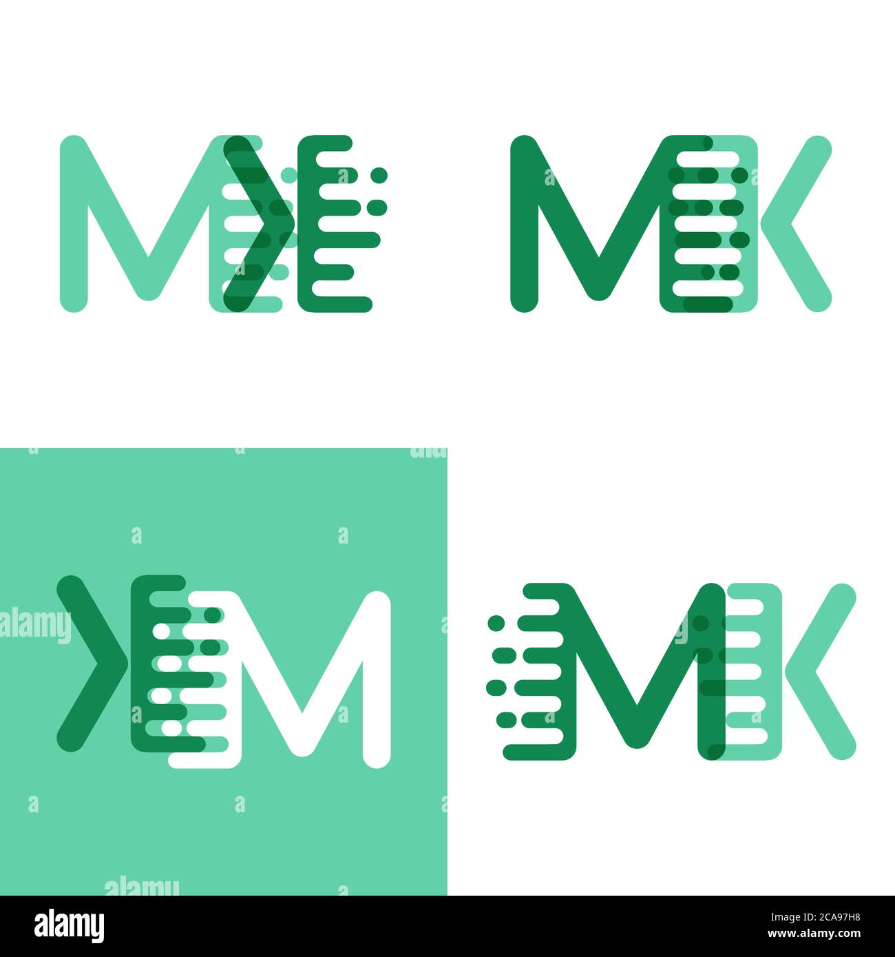 MK letters logo with accent speed in light green and dark green Stock ...