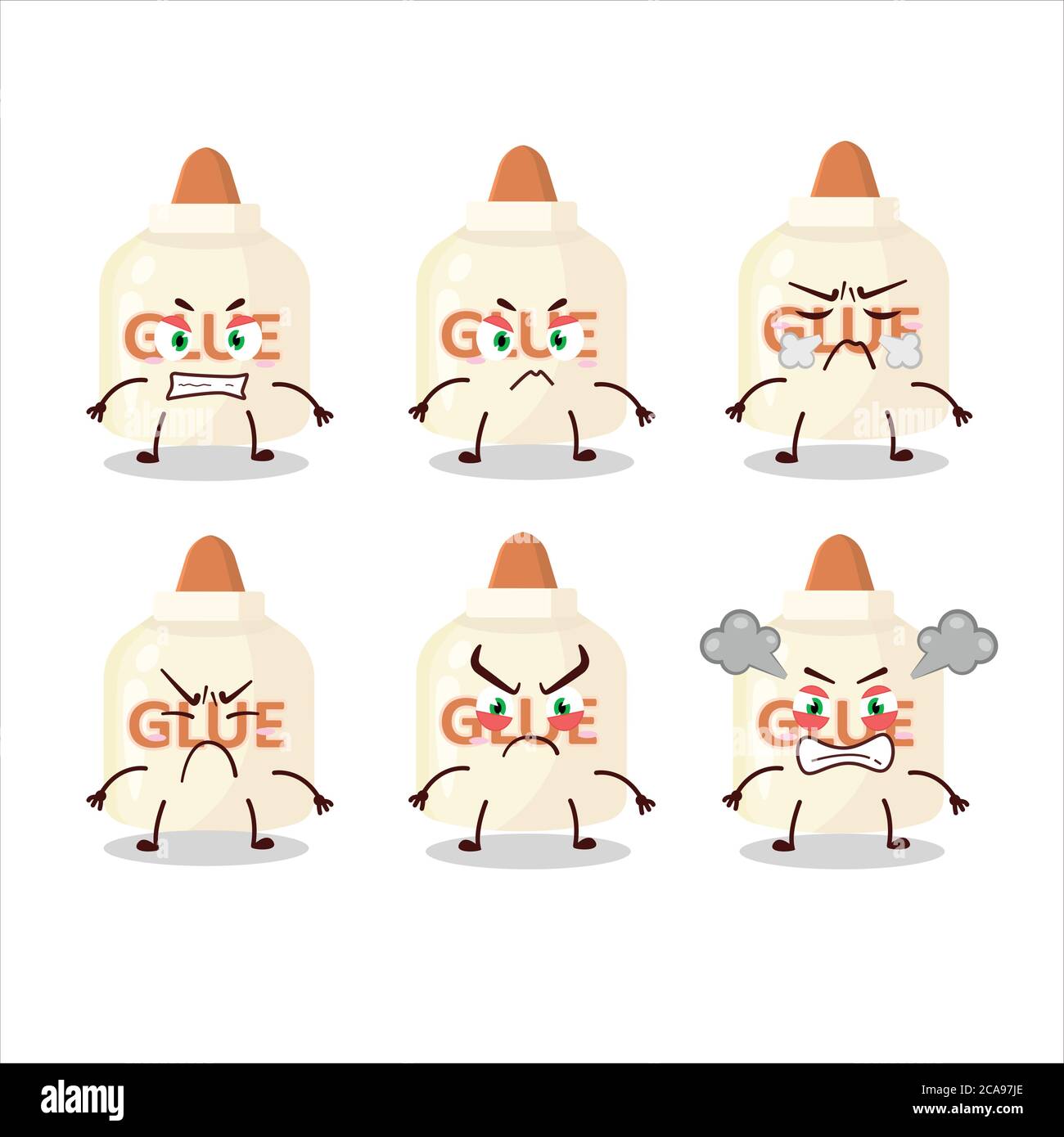 Glue cartoon character with various angry expressions Stock Vector ...