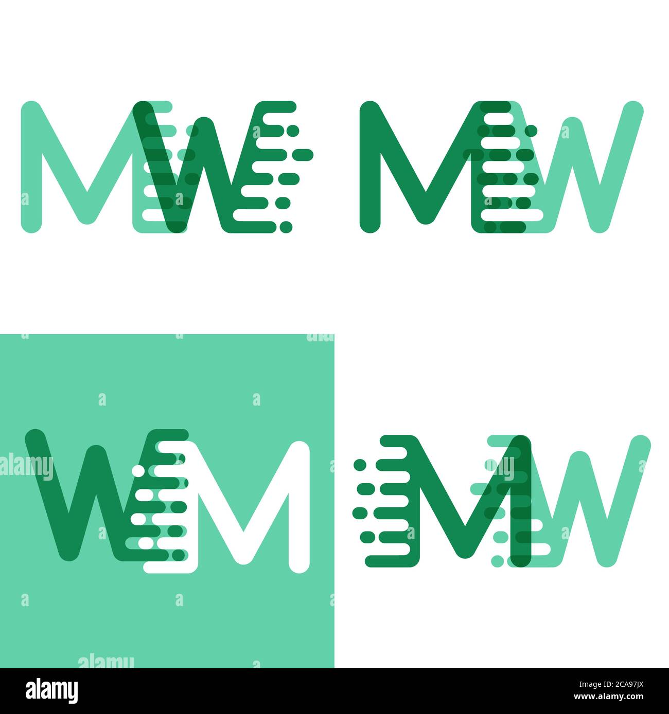 MW letters logo with accent speed in light green and dark green Stock ...