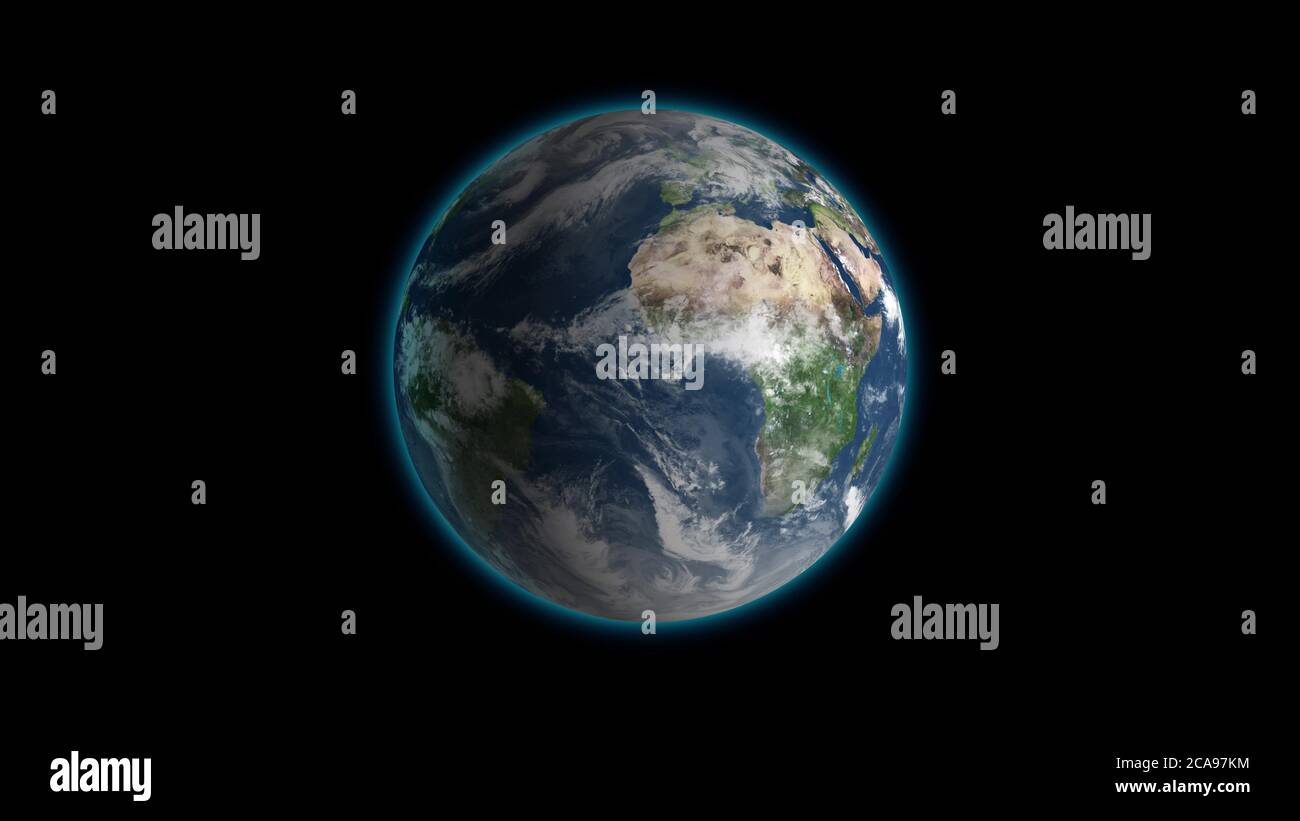 Realistic Earth Rotating on black Loop . Globe is centered in frame ...