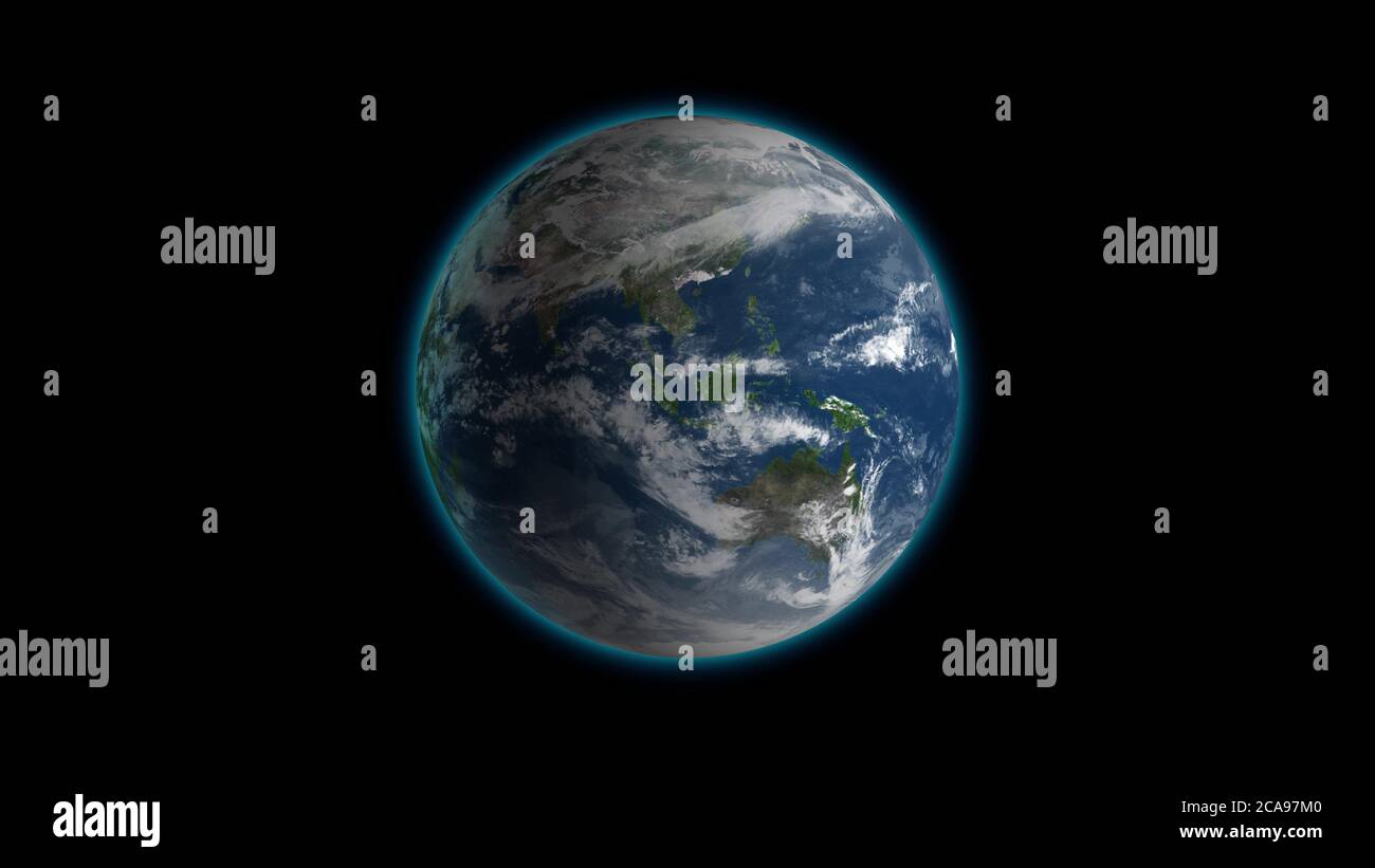 Realistic Earth Rotating on black Loop . Globe is centered in frame ...
