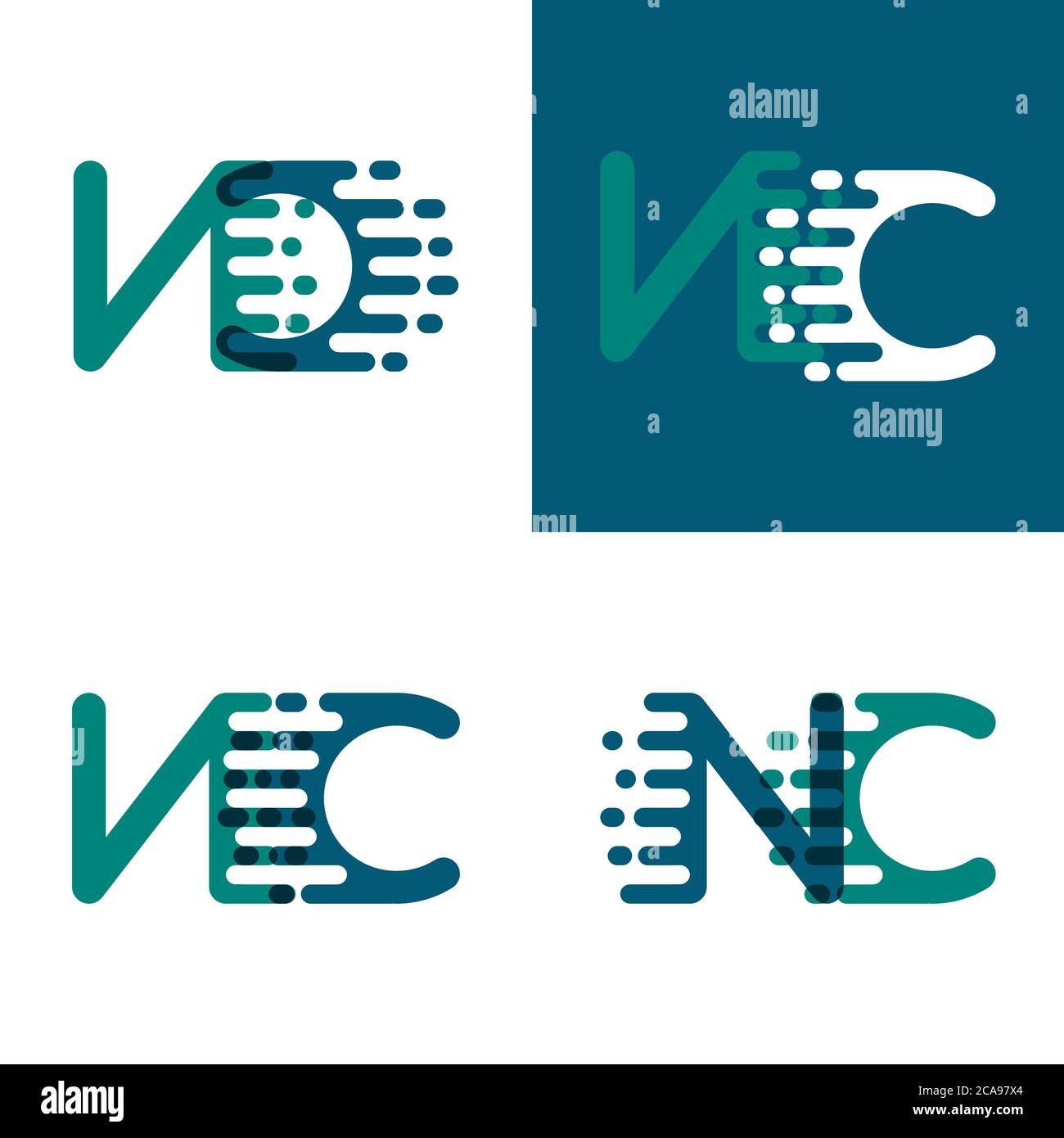 NC letters logo with accent speed in green and dark purple Stock Vector ...