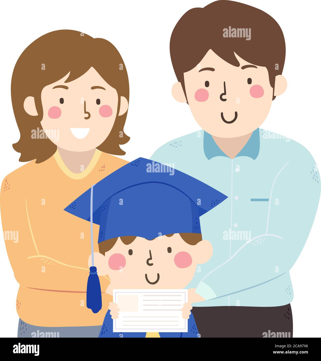 Illustration of a Kid Boy Showing His Diploma or Certificate During His ...