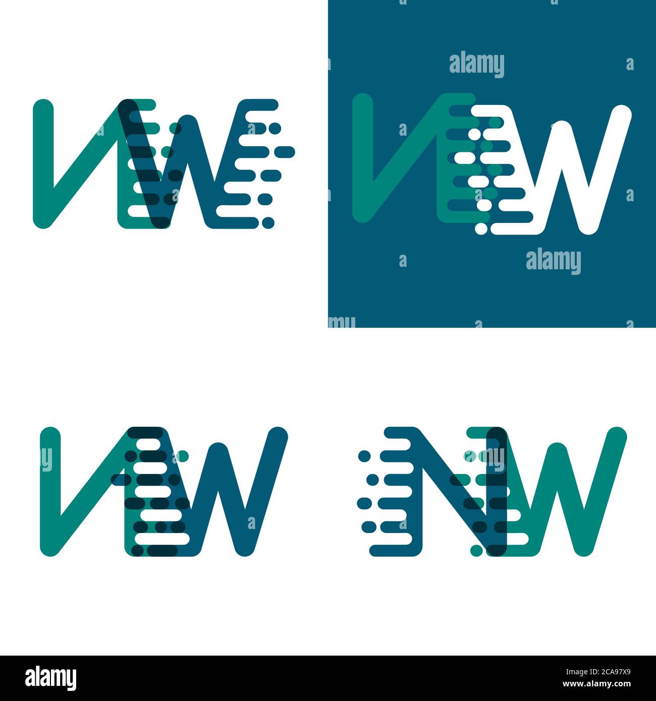 NW letters logo with accent speed in green and dark purple Stock Vector ...