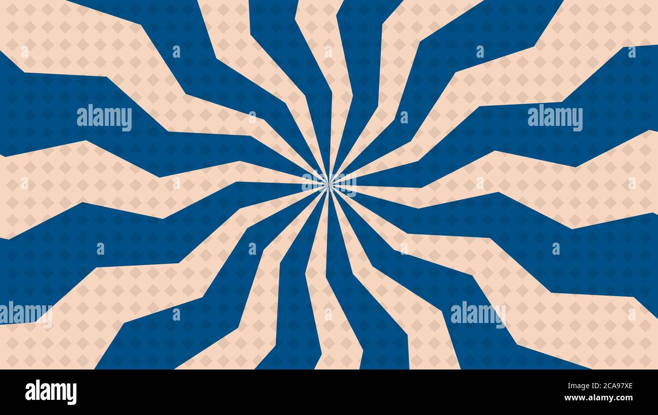 Vector Illustration Retro Grunge Twist Blue Sunburst Background