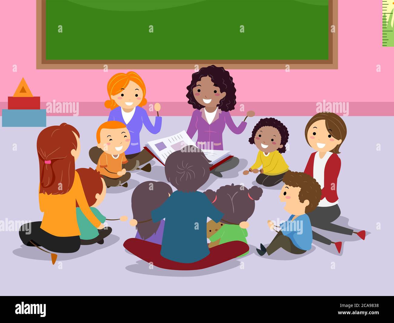 Illustration of Stickman Kids Students with Parents in Class ...