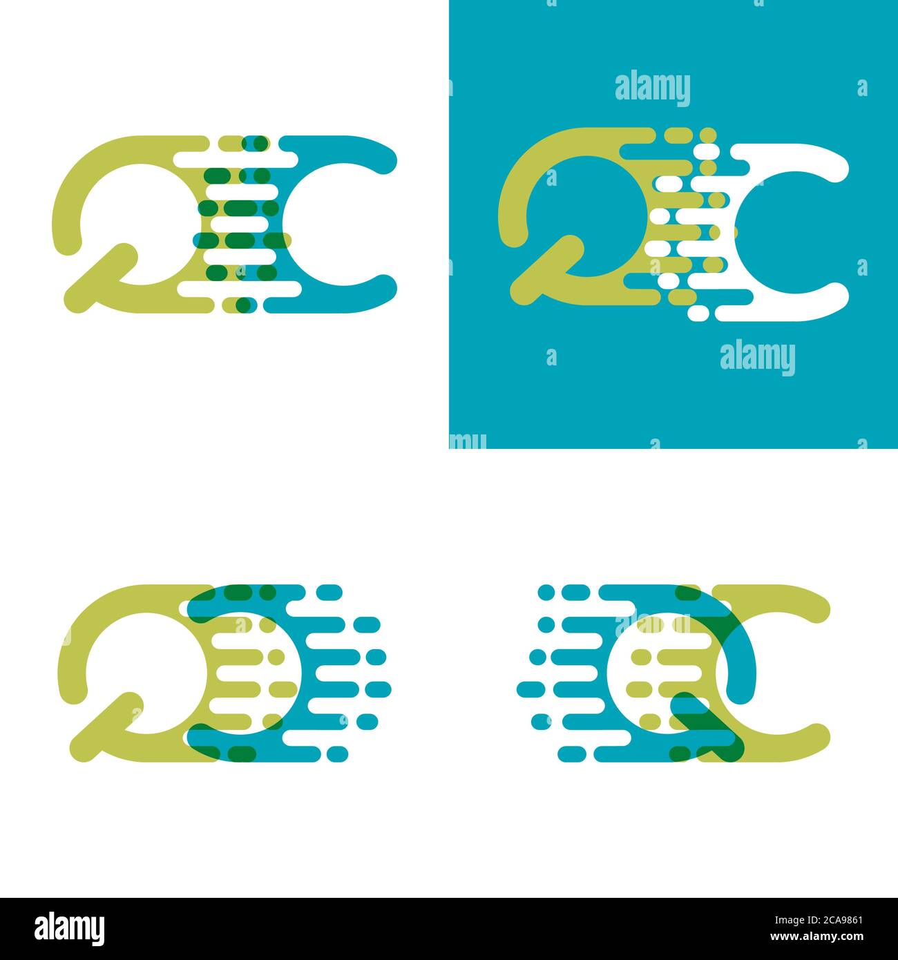 QC letters logo with accent speed in blue and light green Stock Vector ...