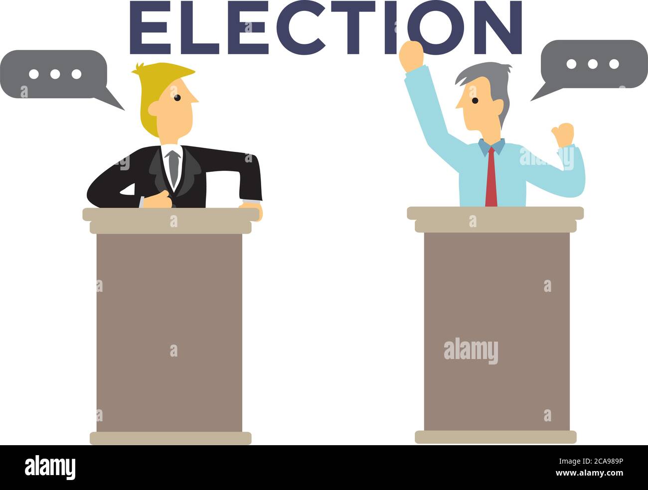 Politician argument, delivering a speech at an election campaign rally ...