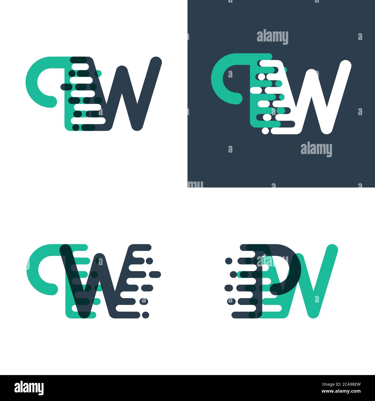 PW letters logo with accent speed in green and dark blue Stock Vector ...