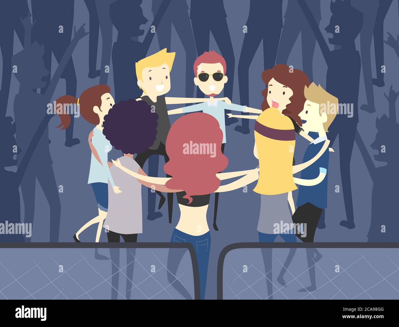 Illustration of Men And Women People Hugging and Putting Their Hands On ...