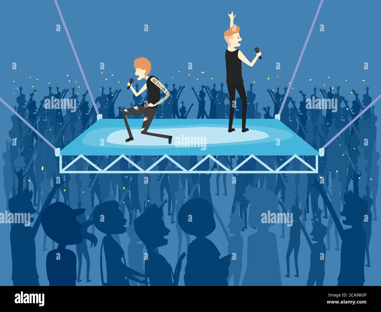 Illustration of Men And Women Watching Singers, Performers on a ...