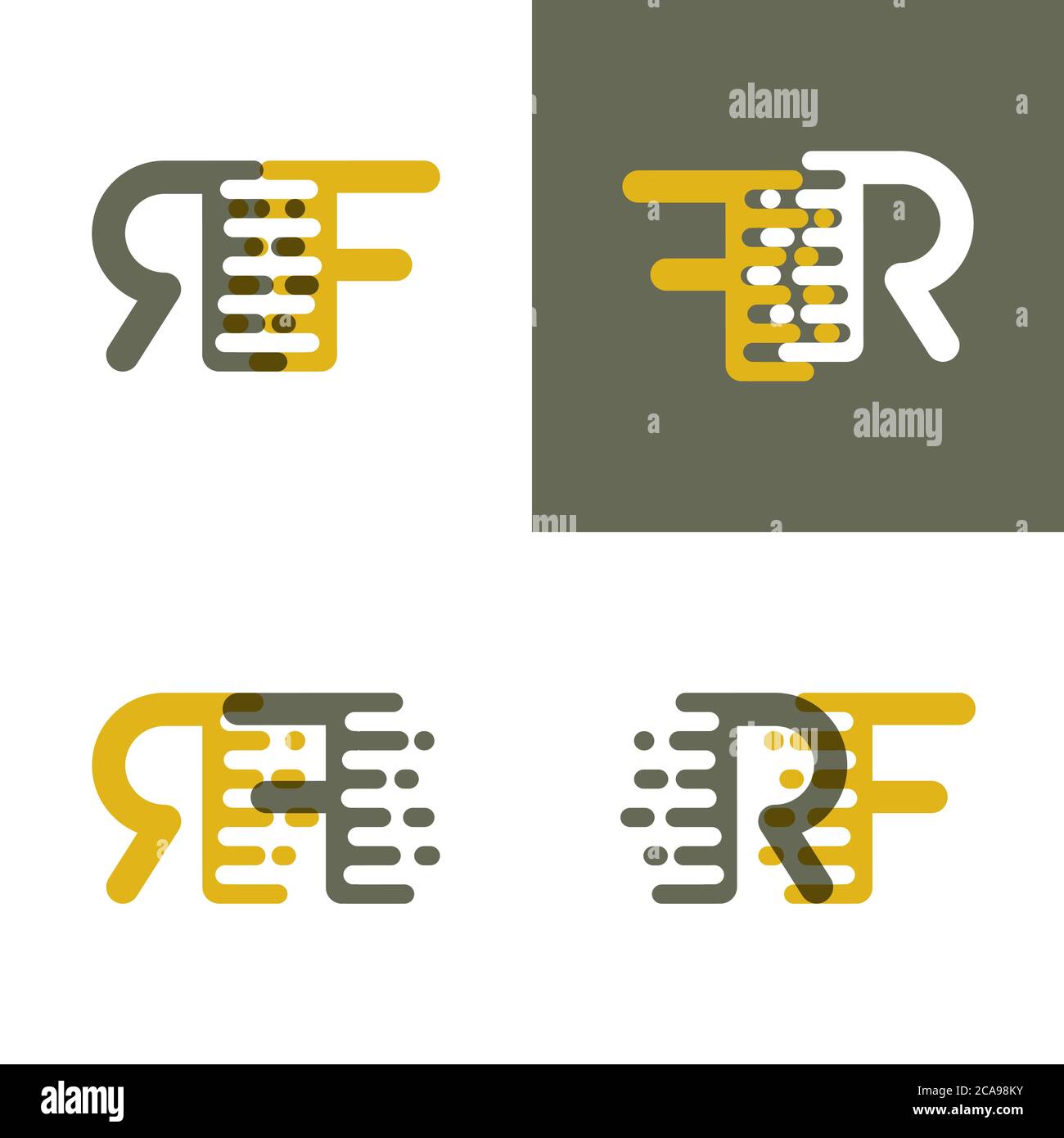 RF letters logo with accent speed in brown and dark yellow Stock Vector ...