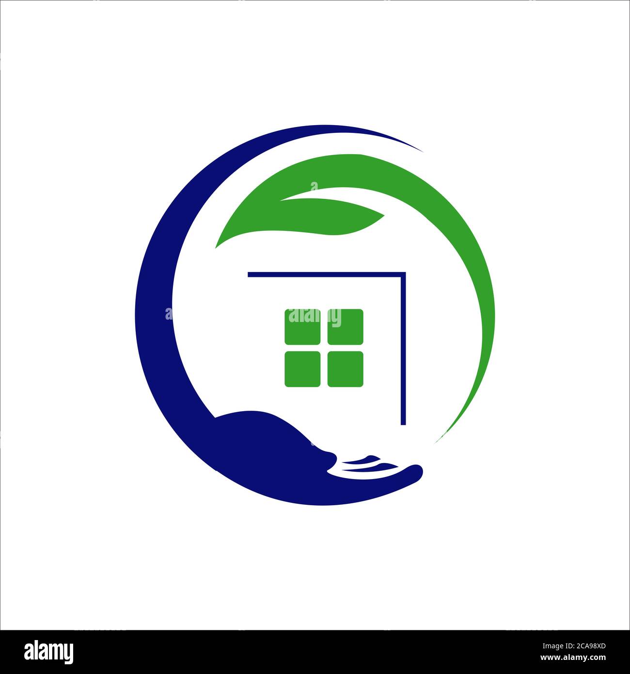 home care logo design vector. leaf hand and house symbol graphic ...