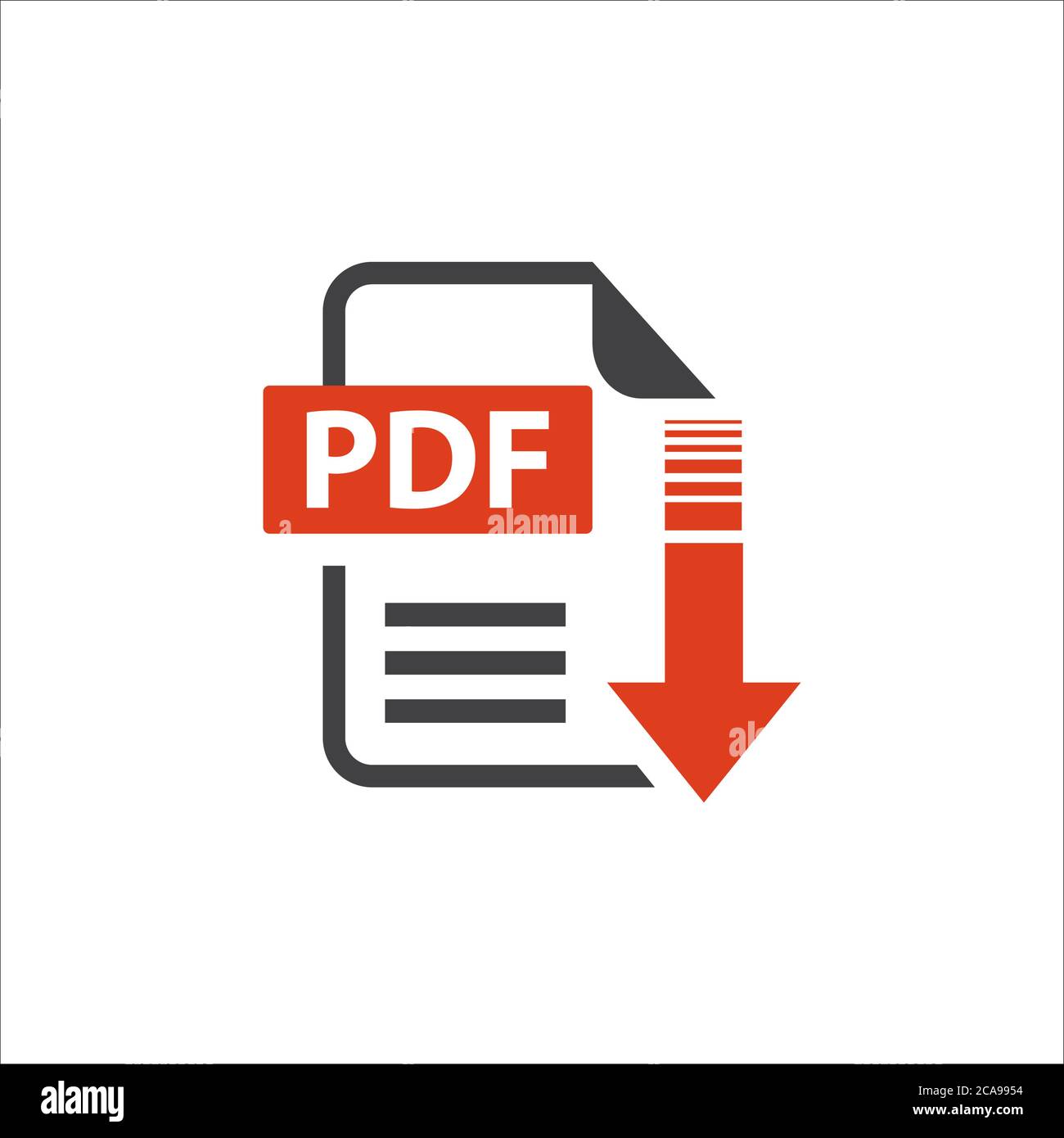 flat sign of pdf download icon button isolated on white background ...
