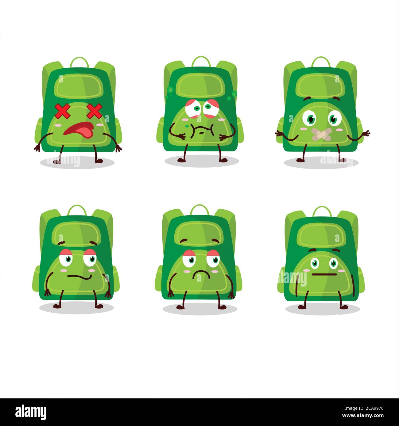 Green school bag cartoon character with nope expression Stock Vector ...
