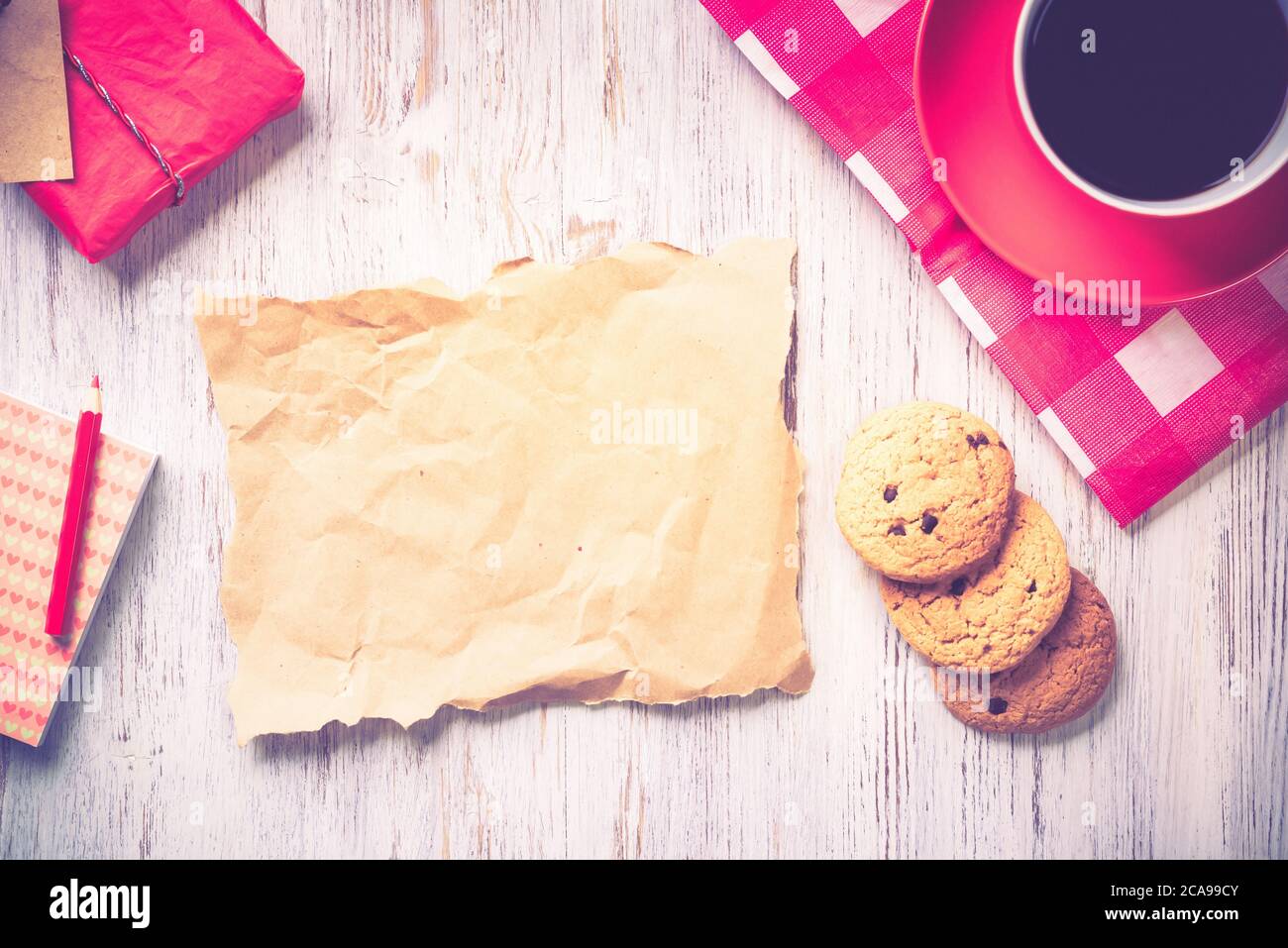 Coffee break with cookies Stock Photo - Alamy