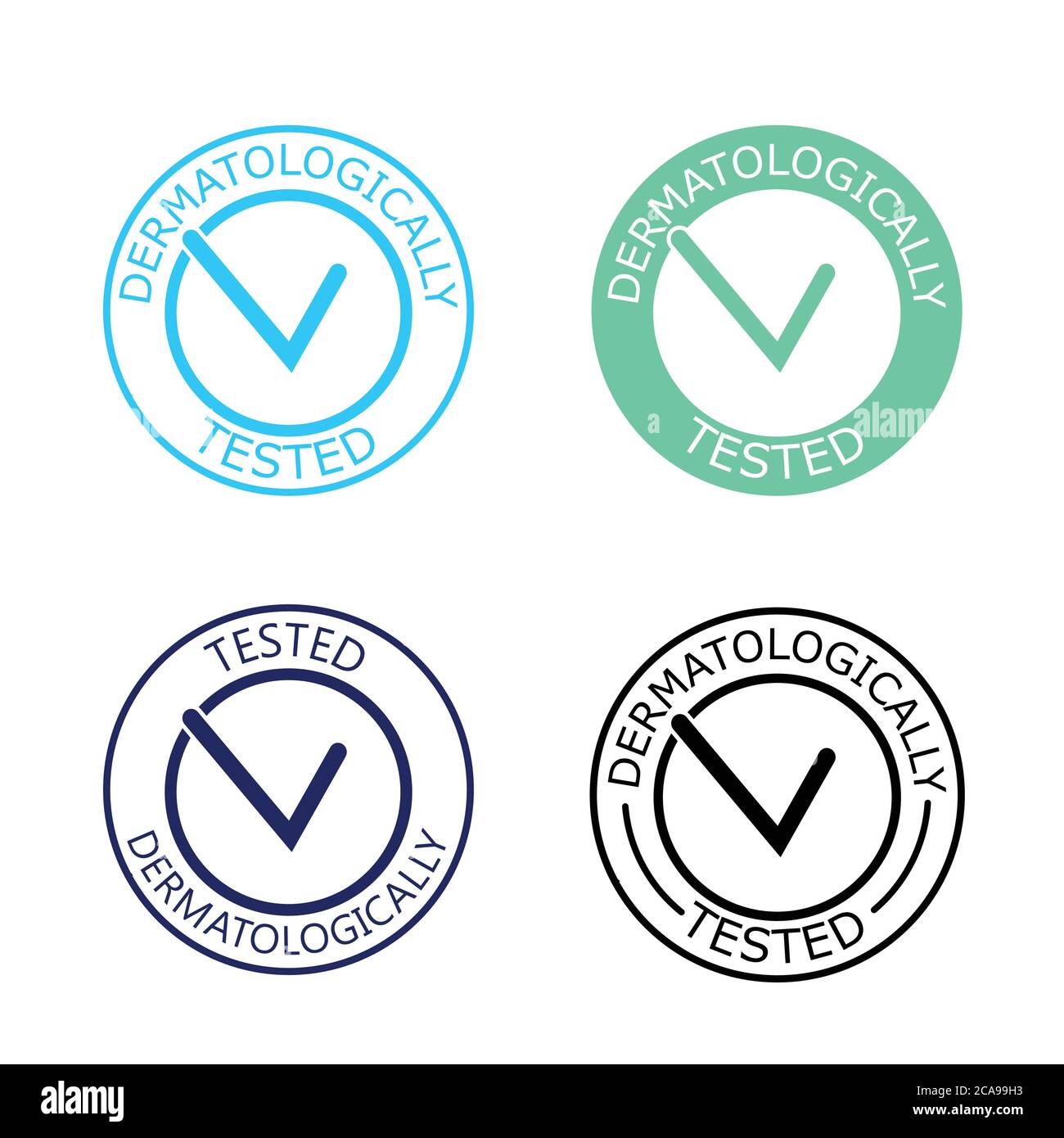 Dermatologically tested vector label with check mark logo. Dermatology ...