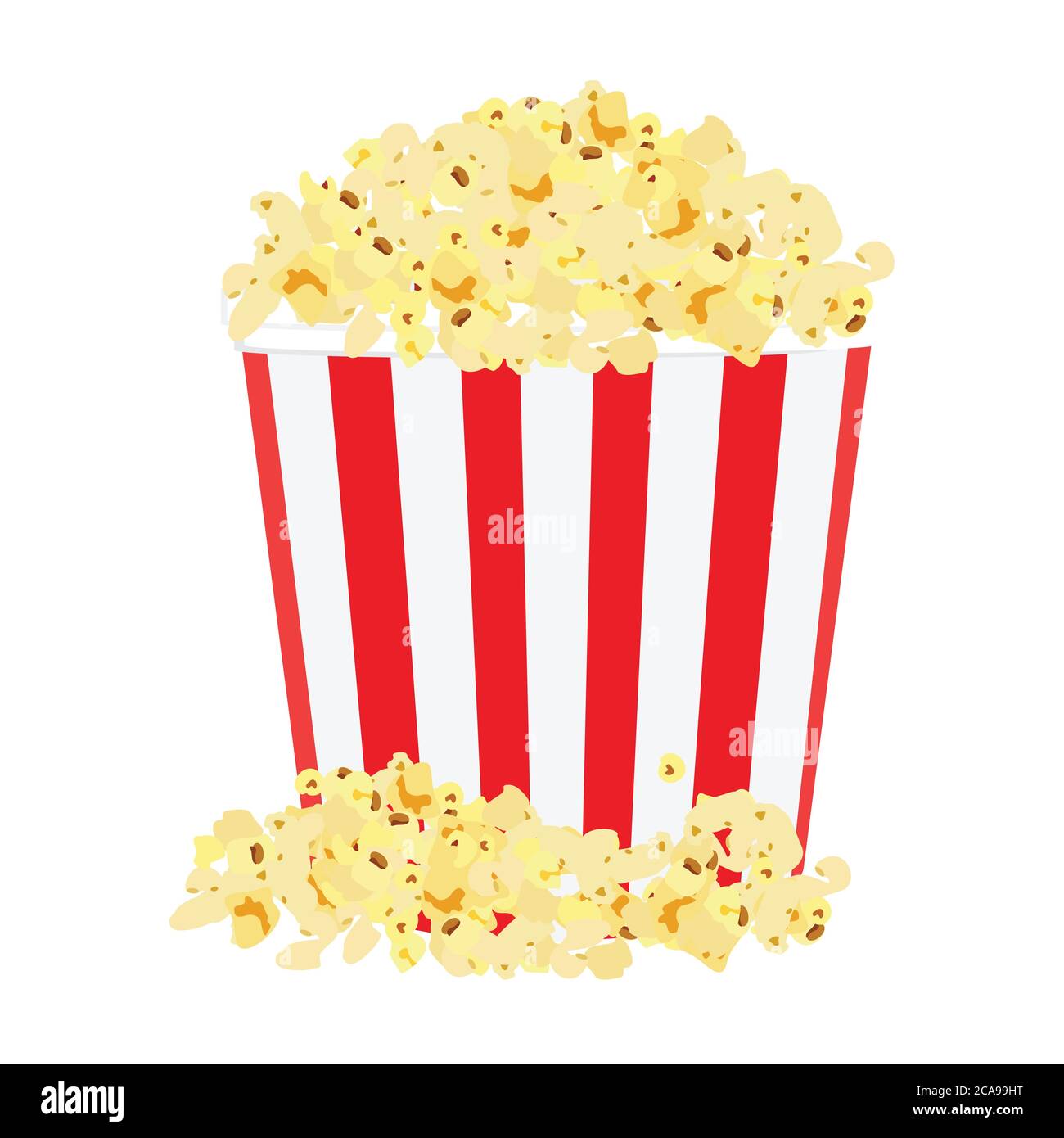 Paper cup with popcorn. Striped popcorn cardboard bucket. Vector Stock ...