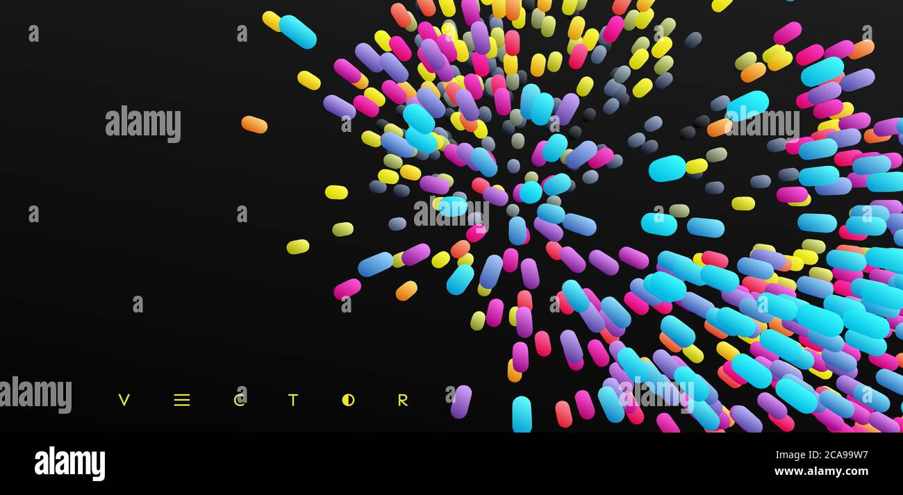 Array with dynamic emitted particles. Abstract background. 3d vector illustration Stock Vector ...