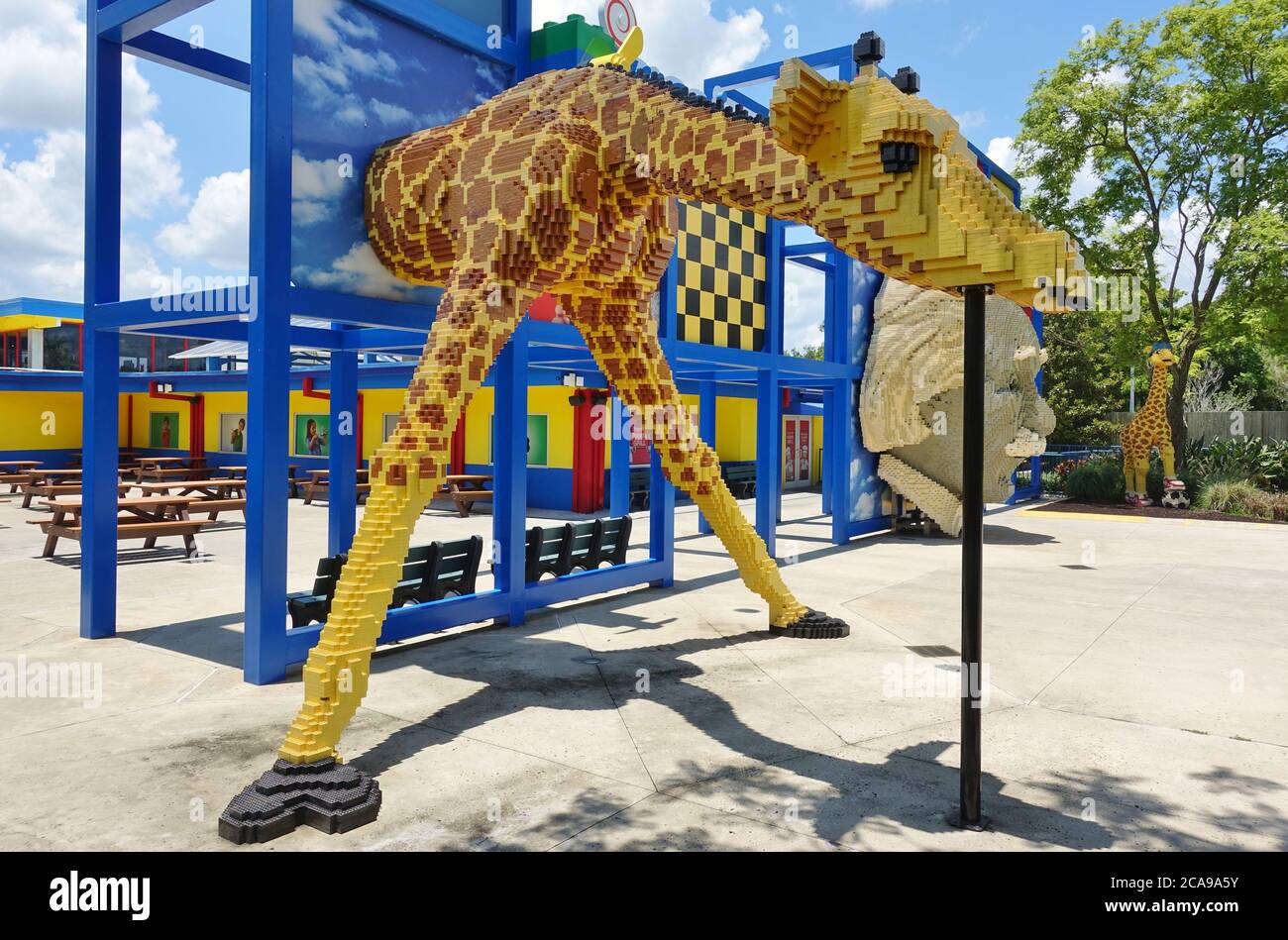 ORLANDO, FL -20 JUN 2020- View of a giraffe built out of LEGO bricks at ...