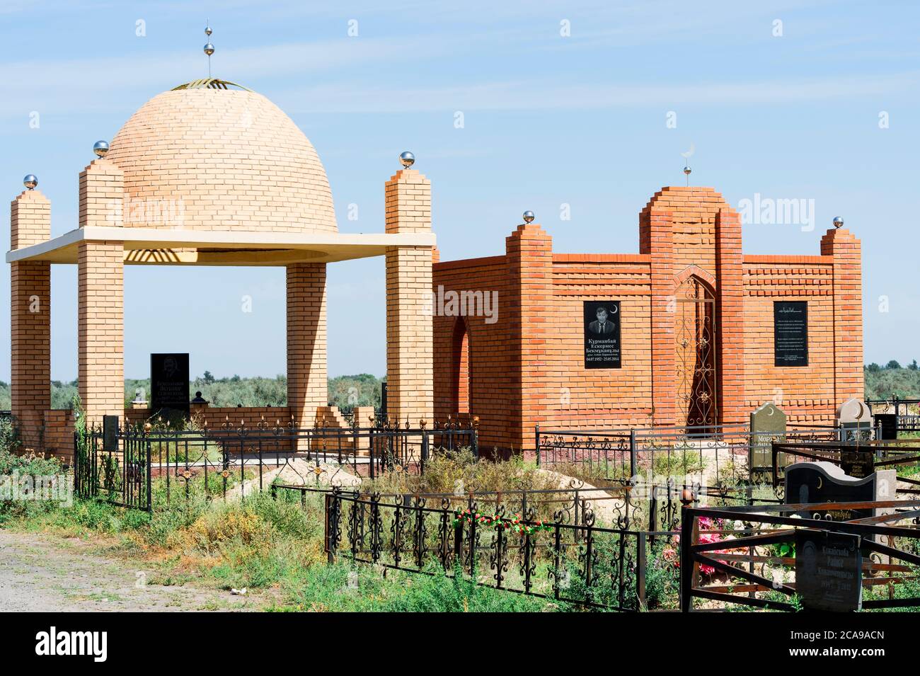 Muslim cemetery, Sati village, Tien Shan Mountains, Kazakhstan Stock ...