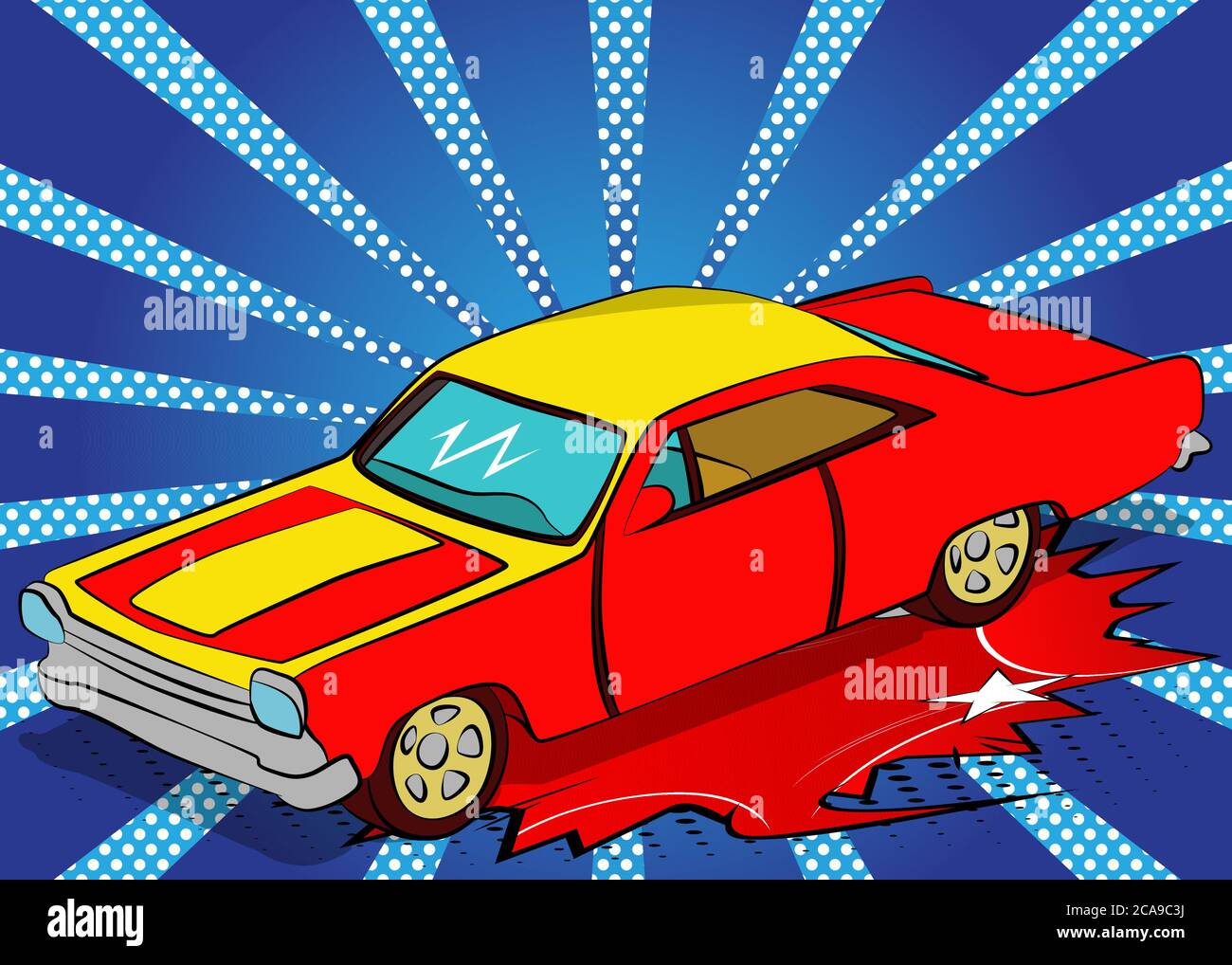 Comic book style, cartoon vector illustration of a cool retro American ...