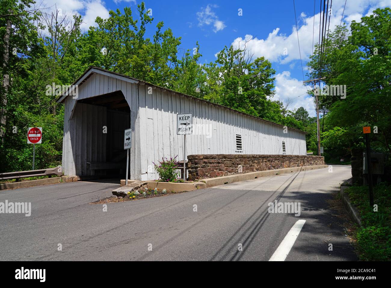 STOCKTON, NJ -16 JUL 2020- View of the Green Sergeants Covered Bridge ...