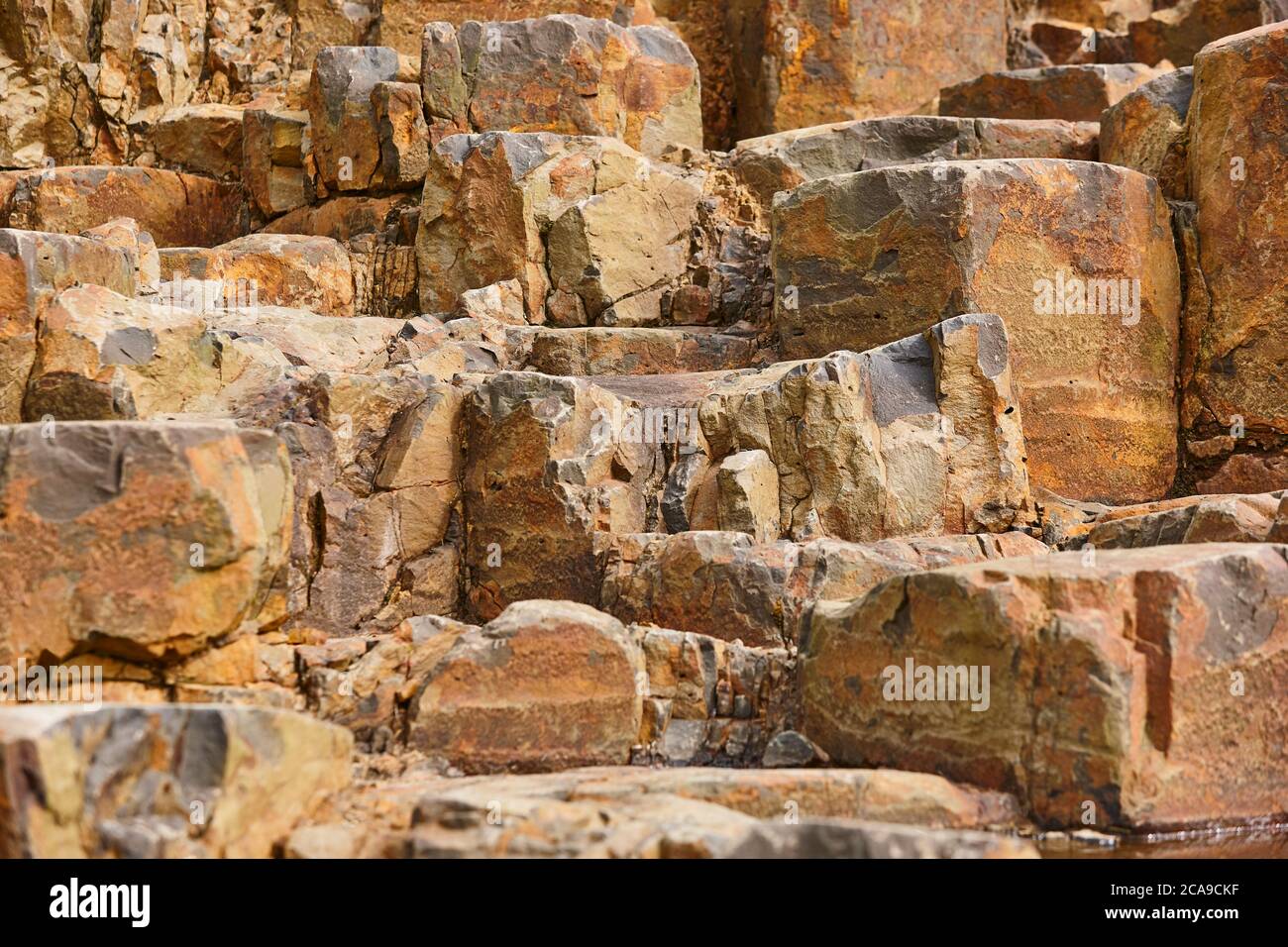 Basalt block rock formation in Feroe islands. Geology volcanic mineral ...