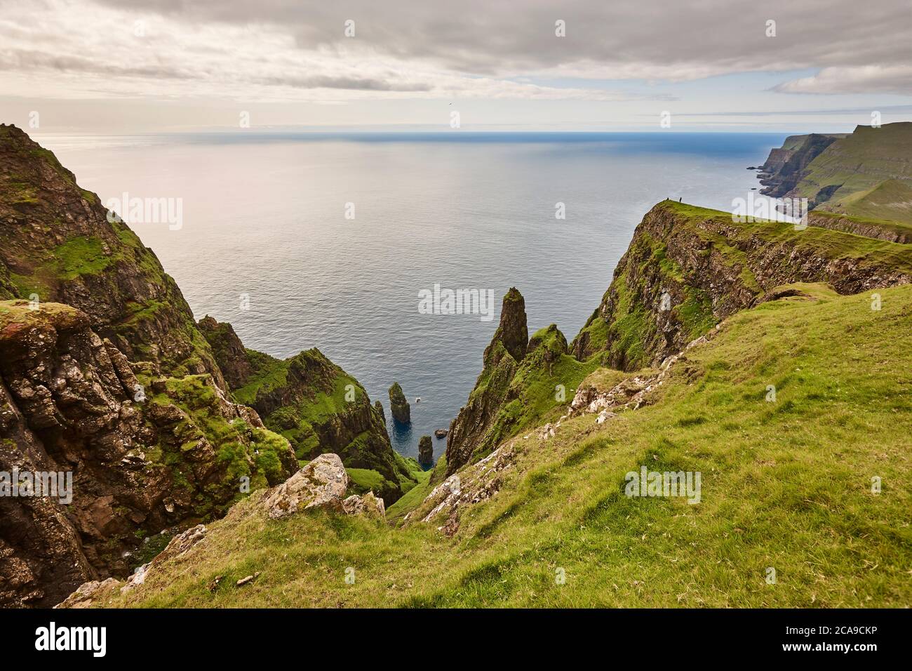 Suduroy island dramatic coastline and cliffs in Faroe archipelago ...