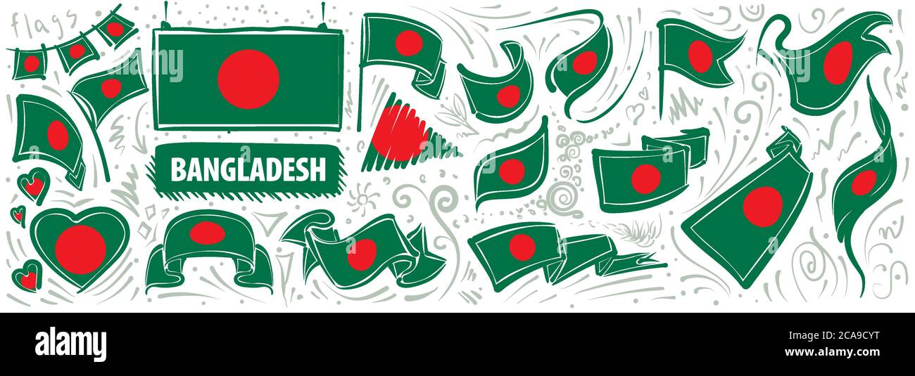 Vector set of the national flag of Bangladesh in various creative ...
