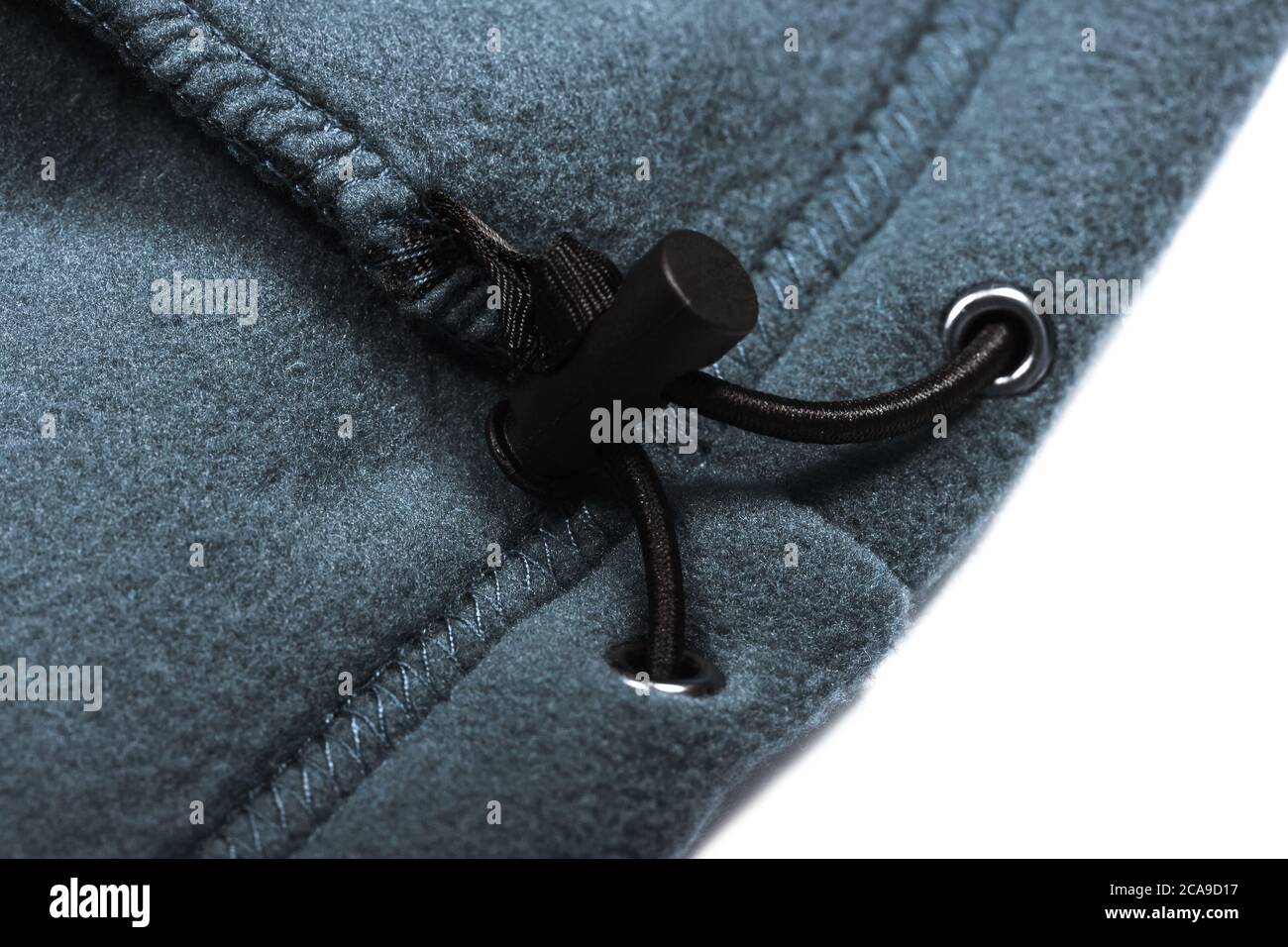 Inner drawcord of a blue fleece jacket, close-up photo Stock Photo - Alamy