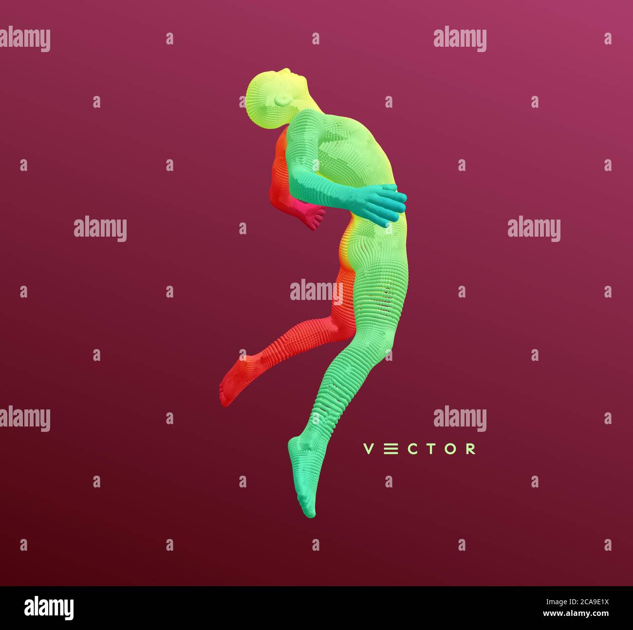 Jumping man. Man floating and hovering in the Air. 3d vector ...